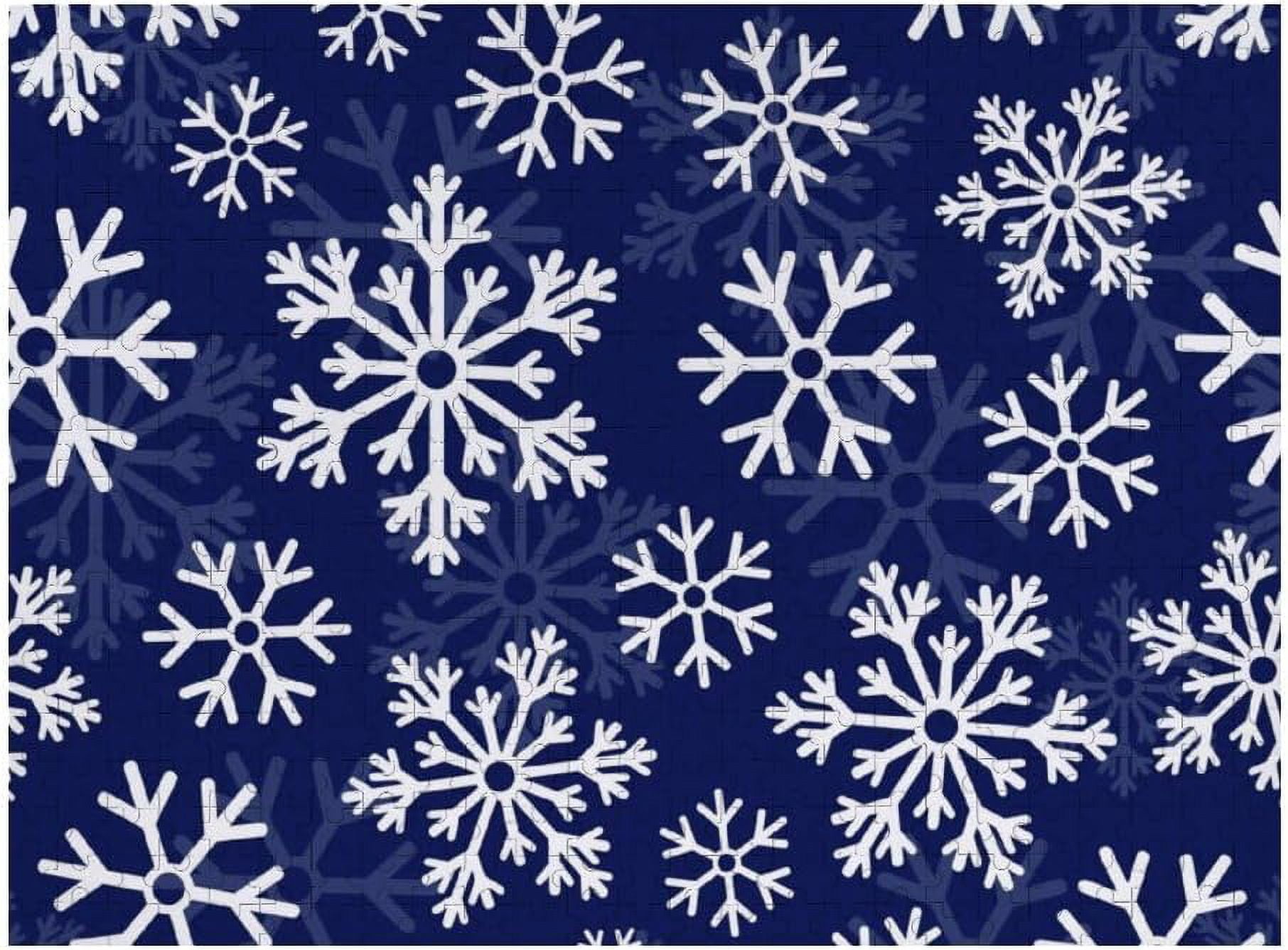 500 Piece Jigsaw Puzzle for Kids Adults - White Snowflakes Dark Blue ...
