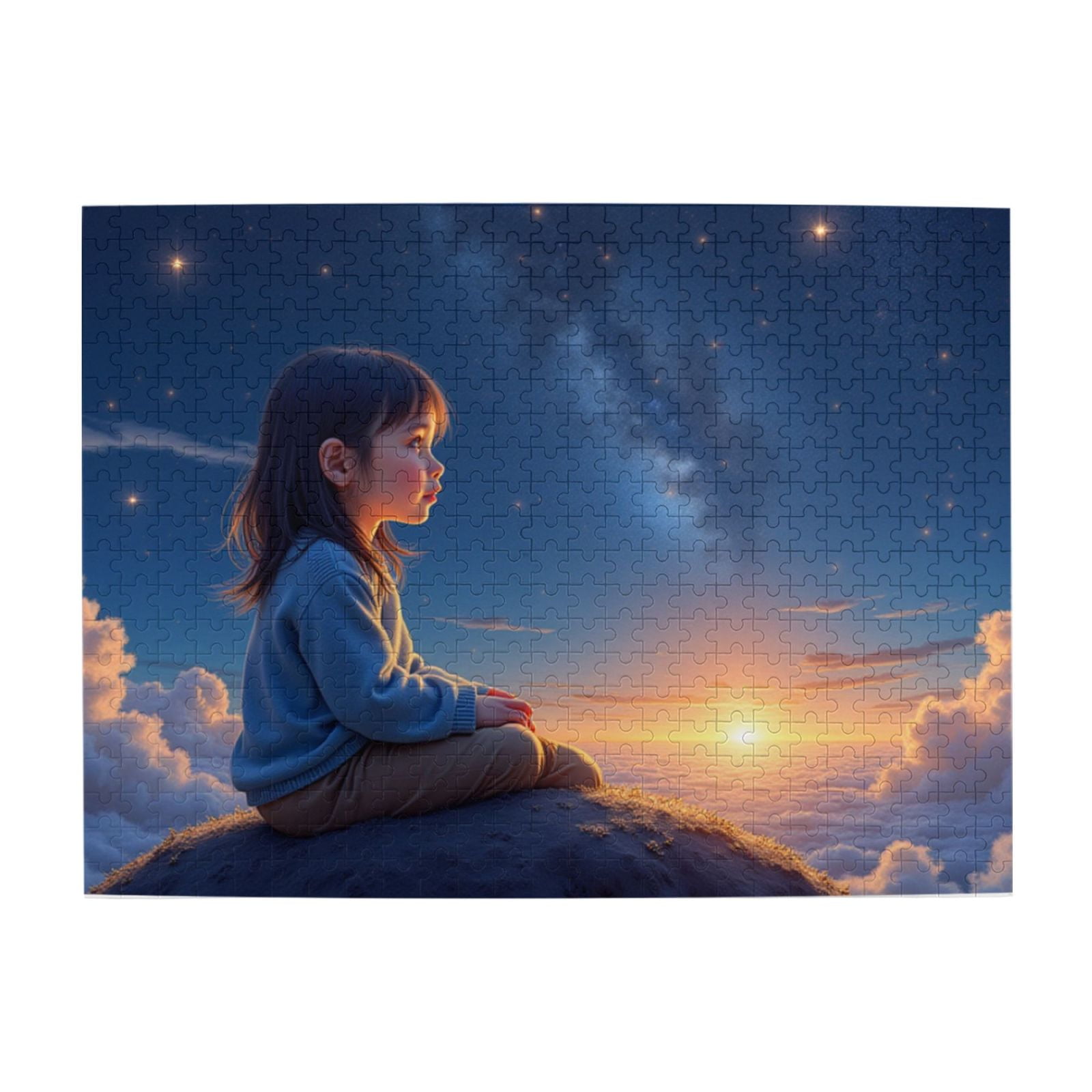 500 Piece Jigsaw Puzzles For Adults Girl Watching Sunset Above Clouds 500 Pieces Adult Jigsaw ...