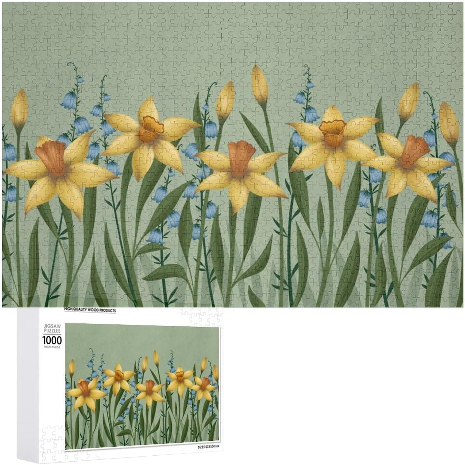 500 Piece Jigsaw Puzzles Daffodil and Bluebell Field Spring Puzzles for ...