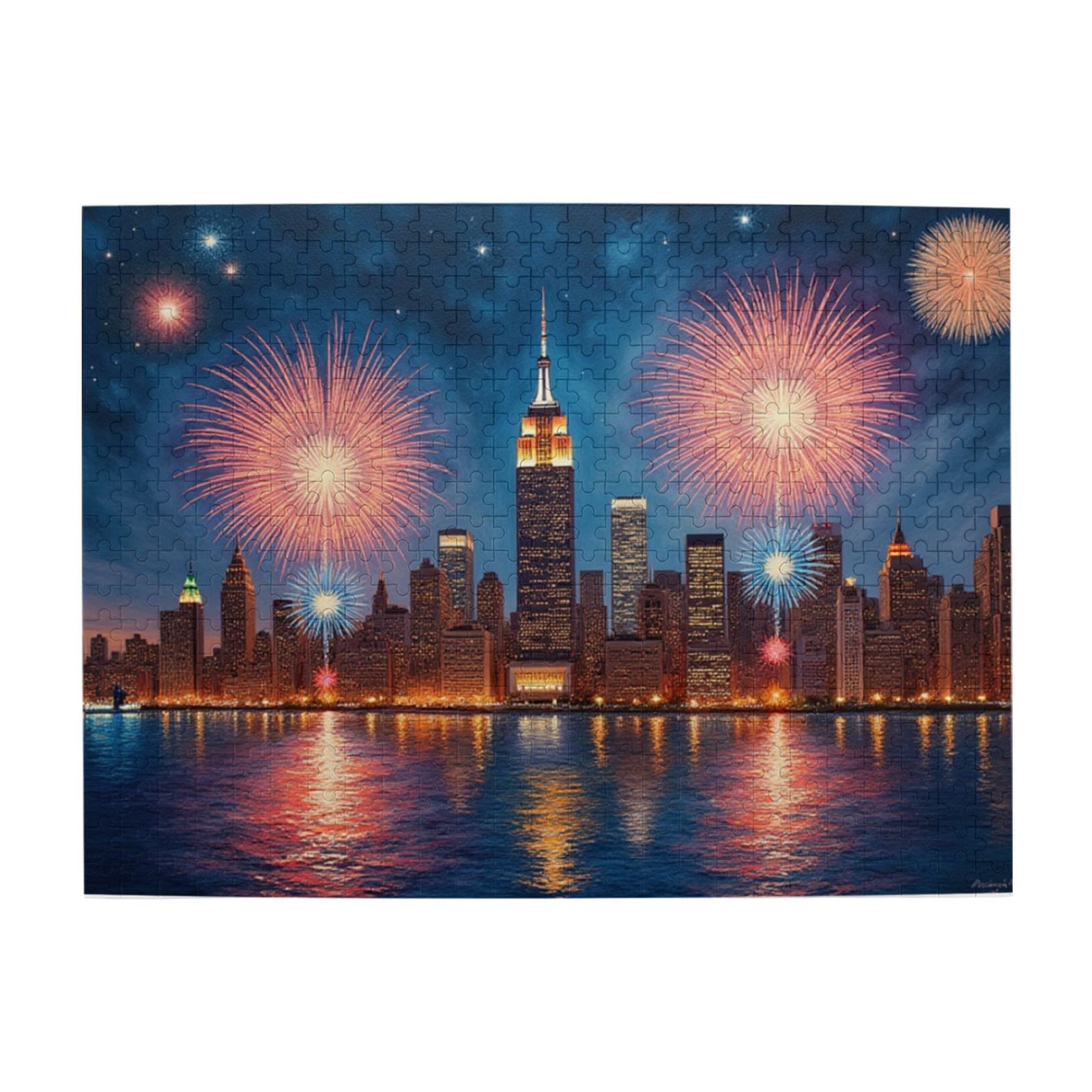 500 Piece Jigsaw Puzzles For Adults Fireworks Night Skyline Challenging ...