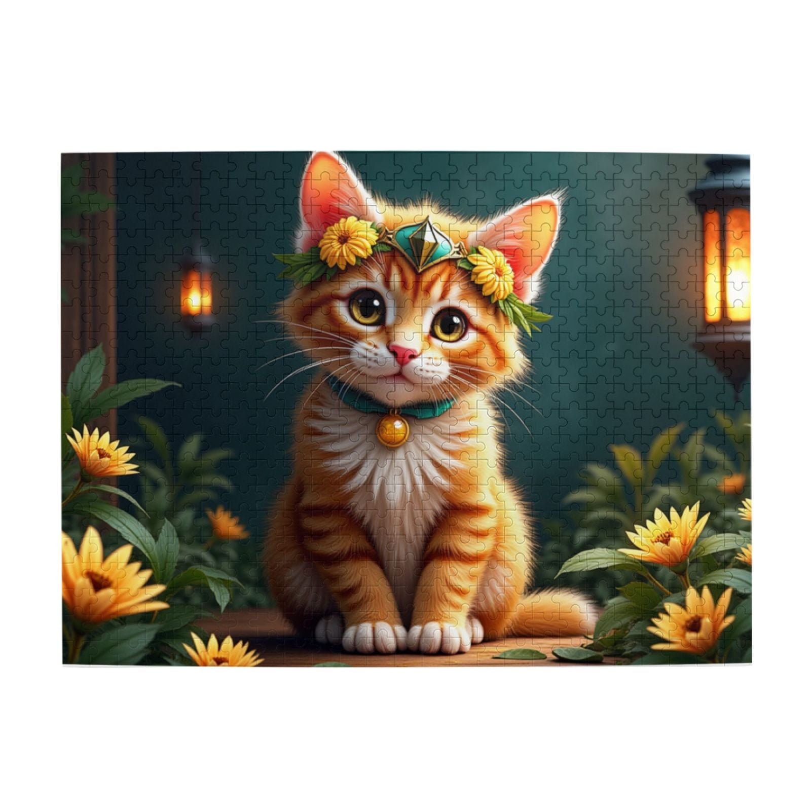 500 Piece Kitten With Flower Crown Jigsaw Puzzle For Adults Cute Cat ...