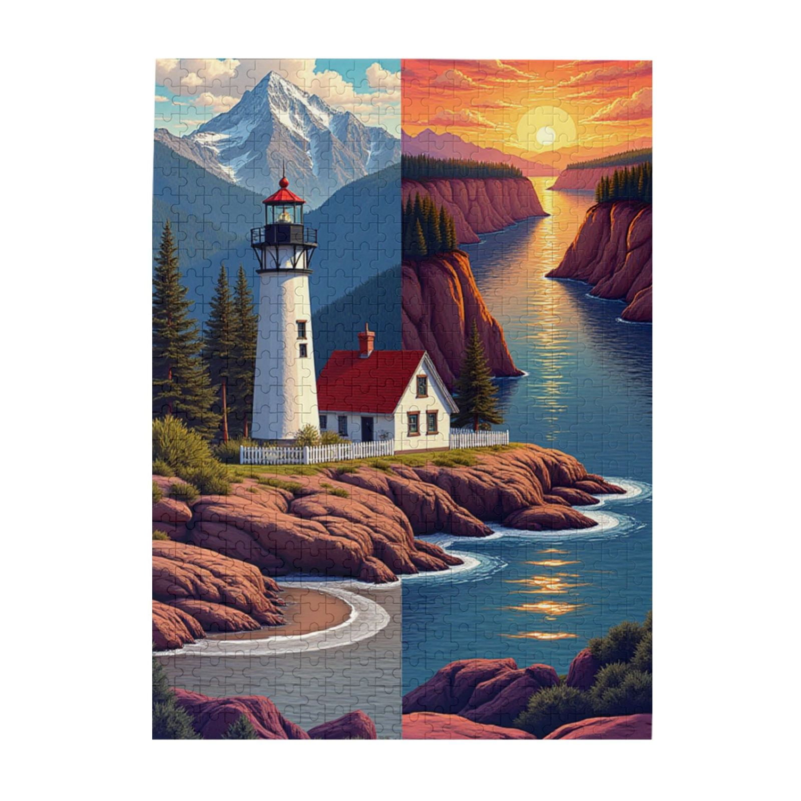 500 Piece Lighthouse & Coastal Sunset Jigsaw Puzzle For Adults ...