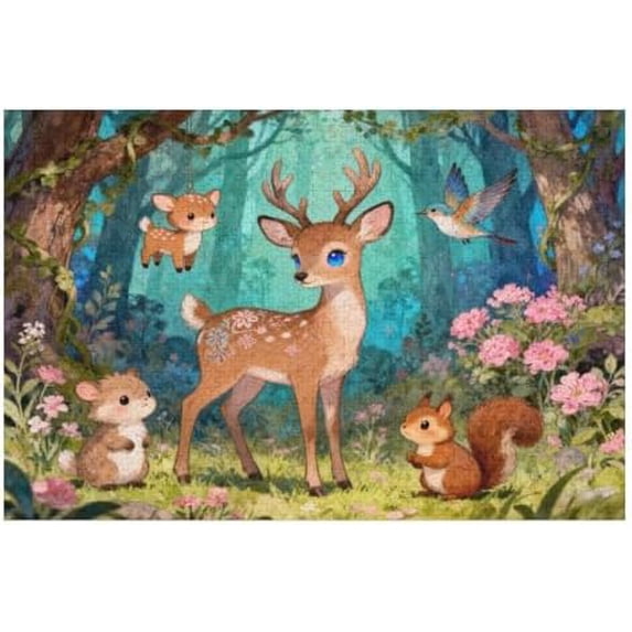 500 Piece Little Sika Deer Forest Scene Puzzle for Adults – Perfect ...