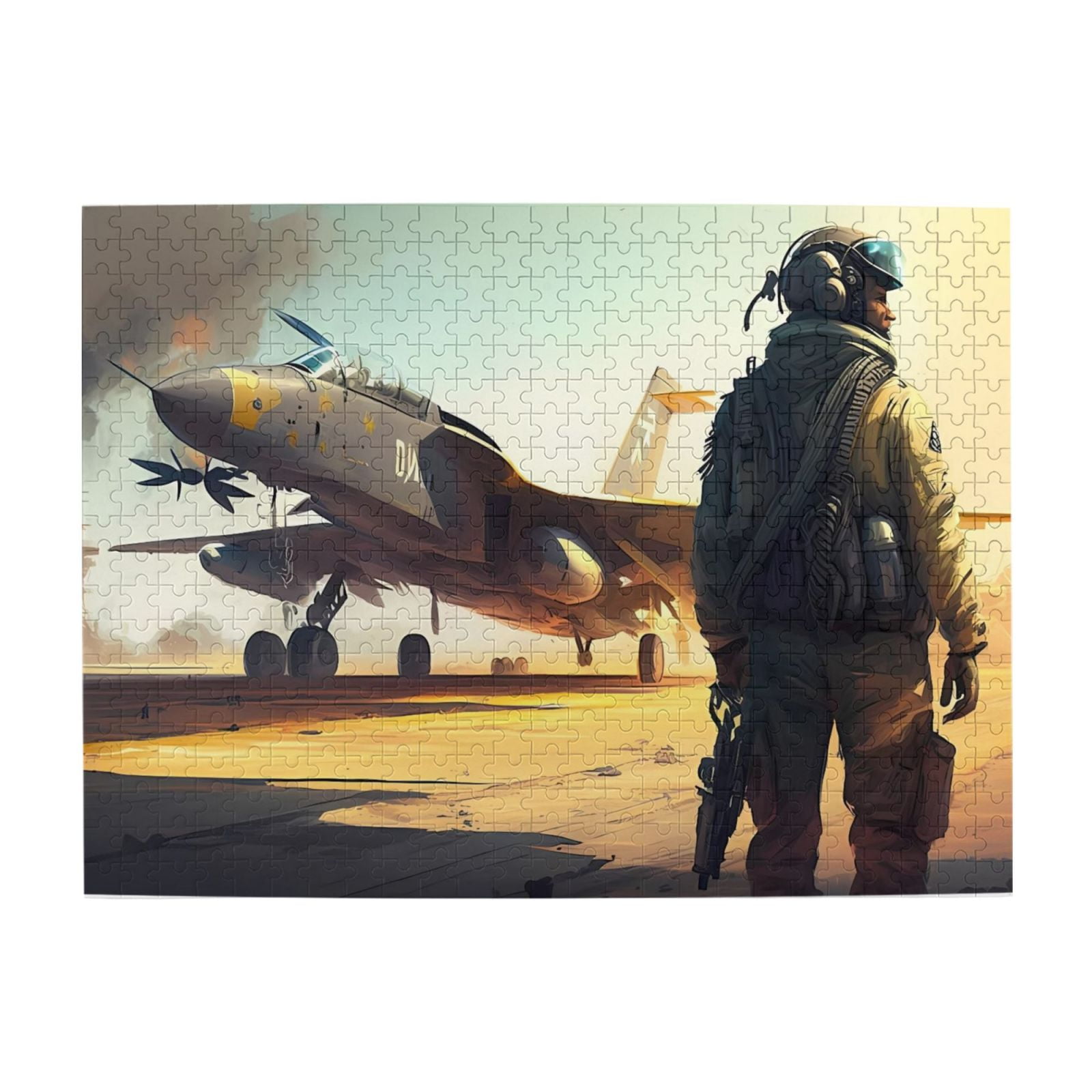 500 Piece Military Pilot & Fighter Jet Wooden Jigsaw Puzzle For Adults ...