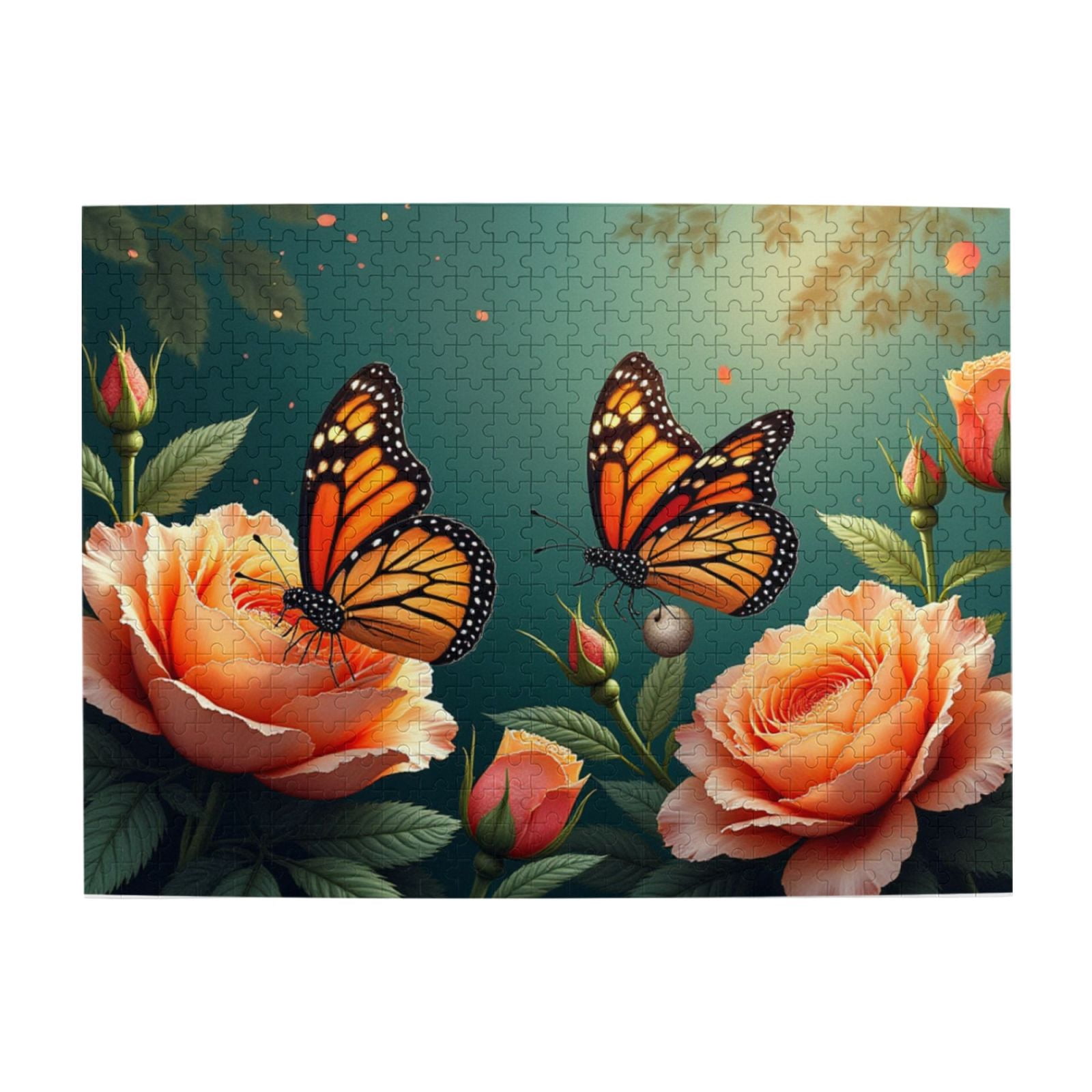 500 Piece Monarch Butterfly And Roses Jigsaw Puzzle For Adults ...