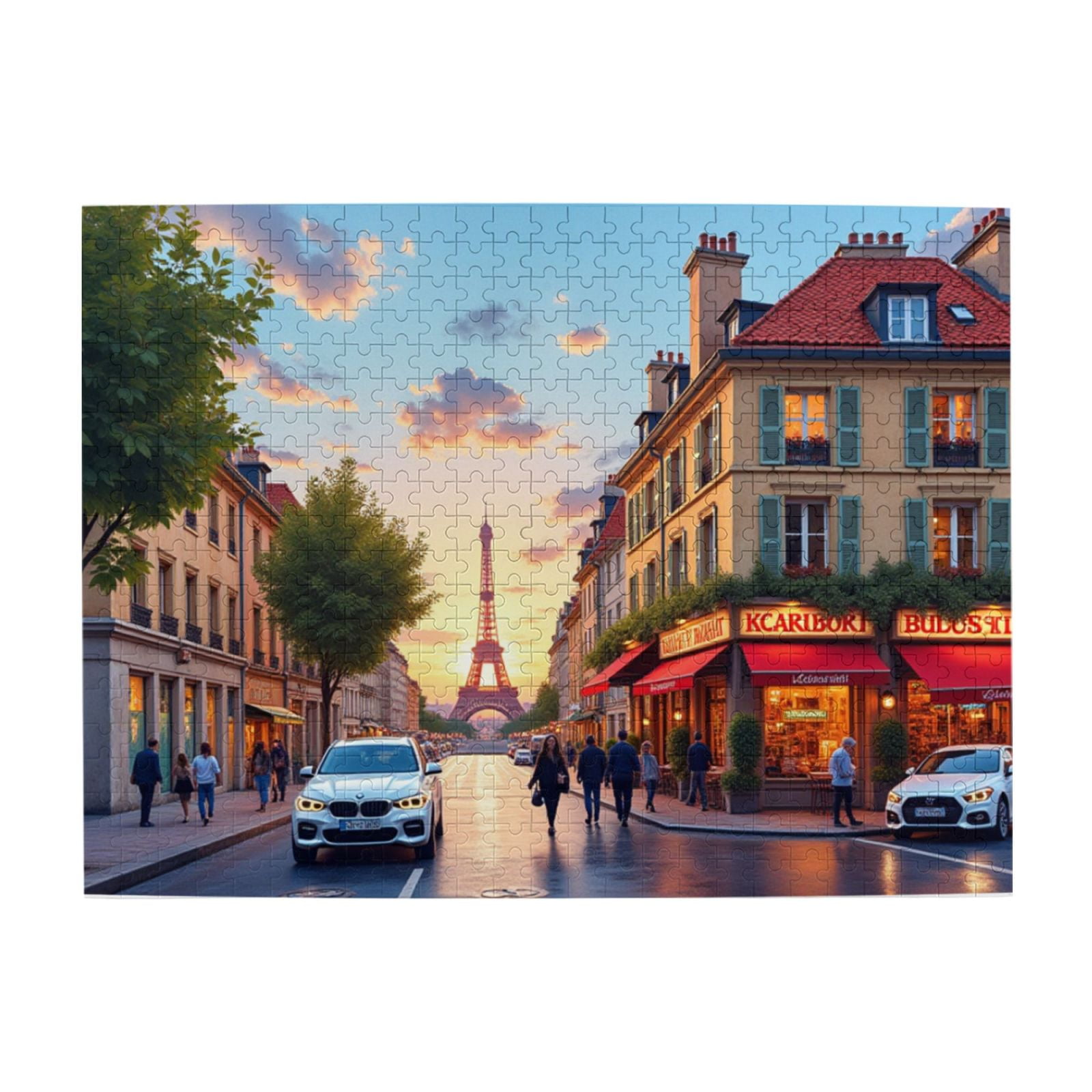 500 Piece Paris Street Scene Jigsaw Puzzle For Adults Charming Sunset ...