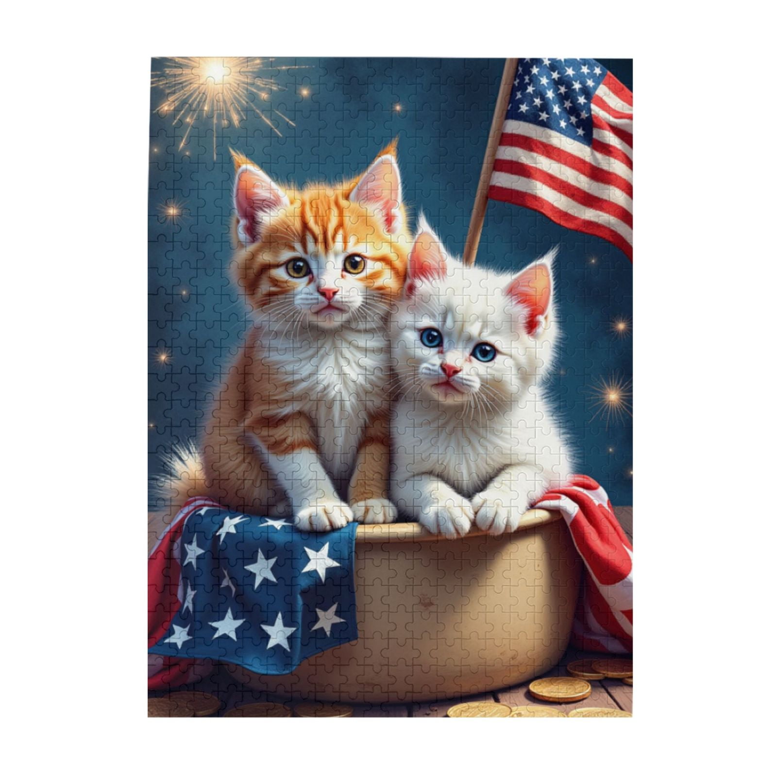 500 Piece Patriotic Kittens Jigsaw Puzzle For Adults – Festive ...