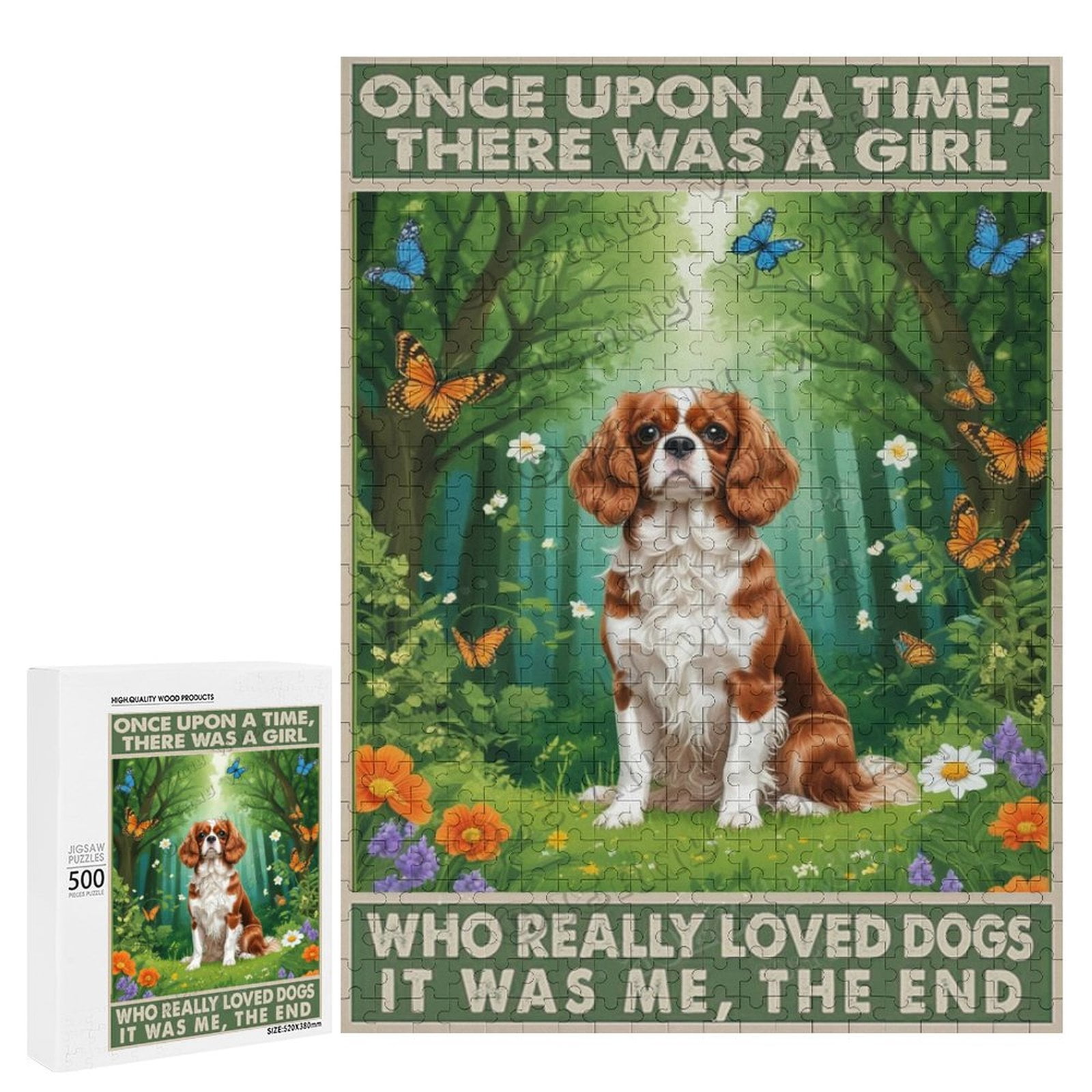 500 Piece Puzzle – Cavalier King Charles Spaniel Dog with Spring ...