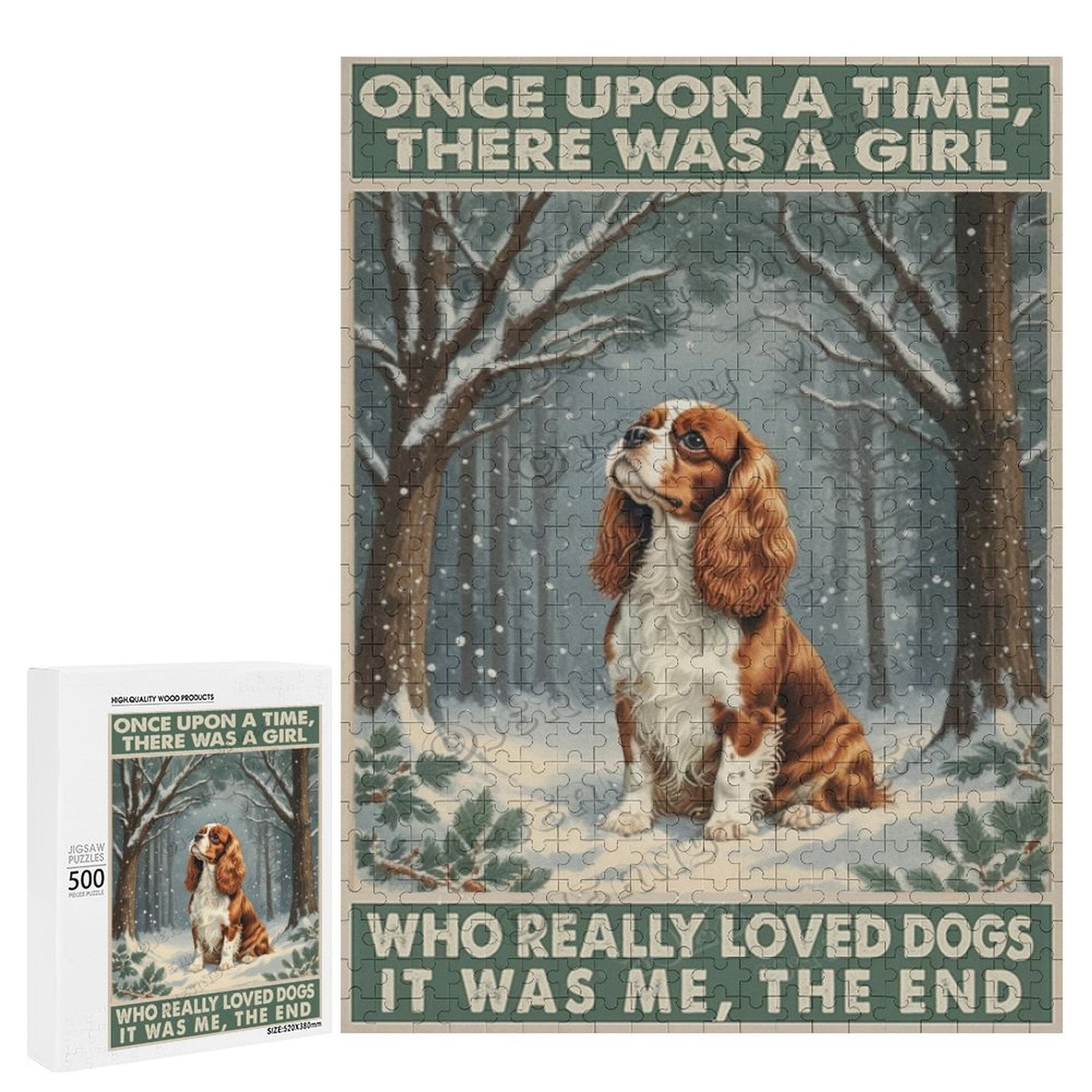 500 Piece Puzzle – Cavalier King Charles Spaniel Dog with Winter Snowy ...