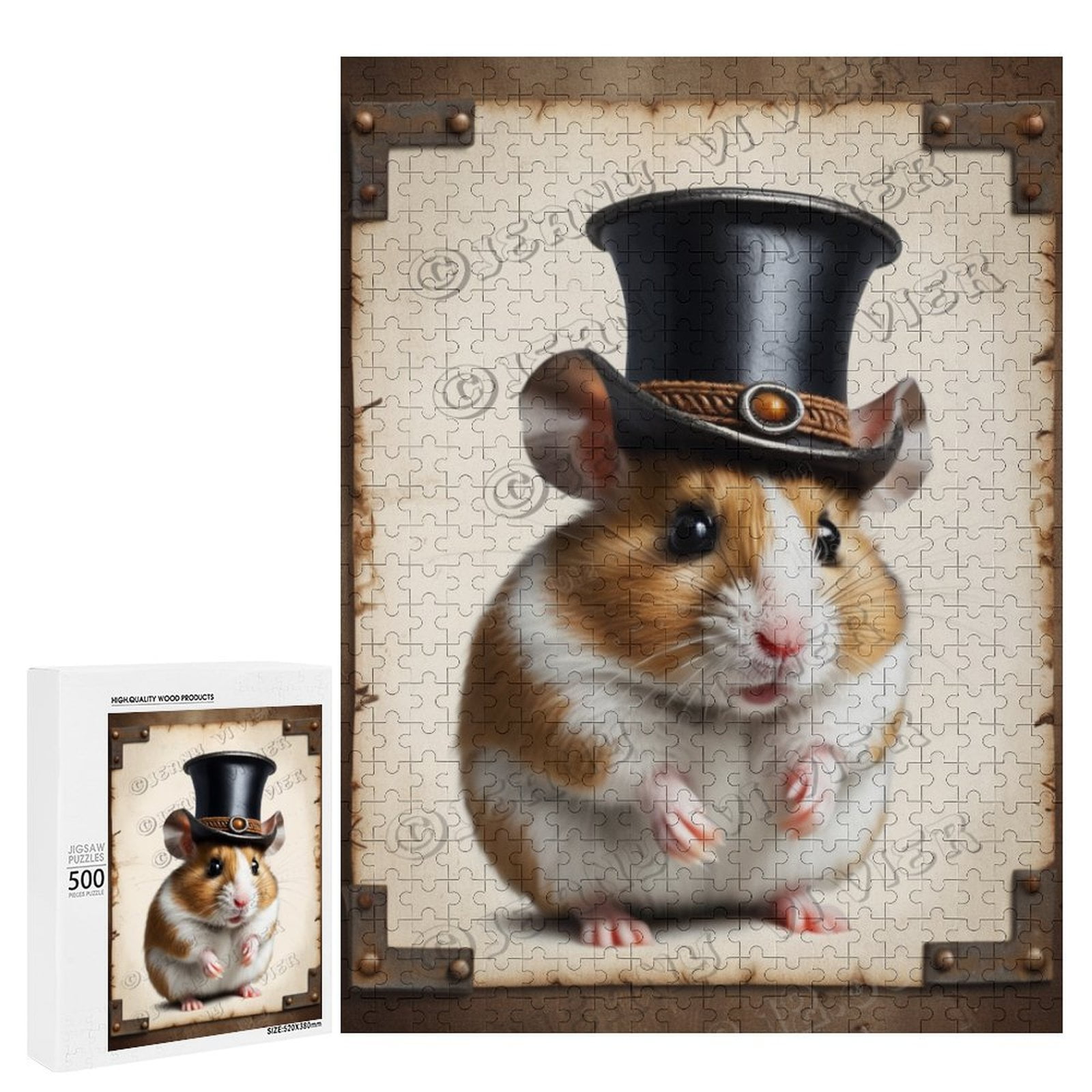 500 Piece Puzzle – Rustic Farmhouse Style with Hamster | Fun Puzzle for ...
