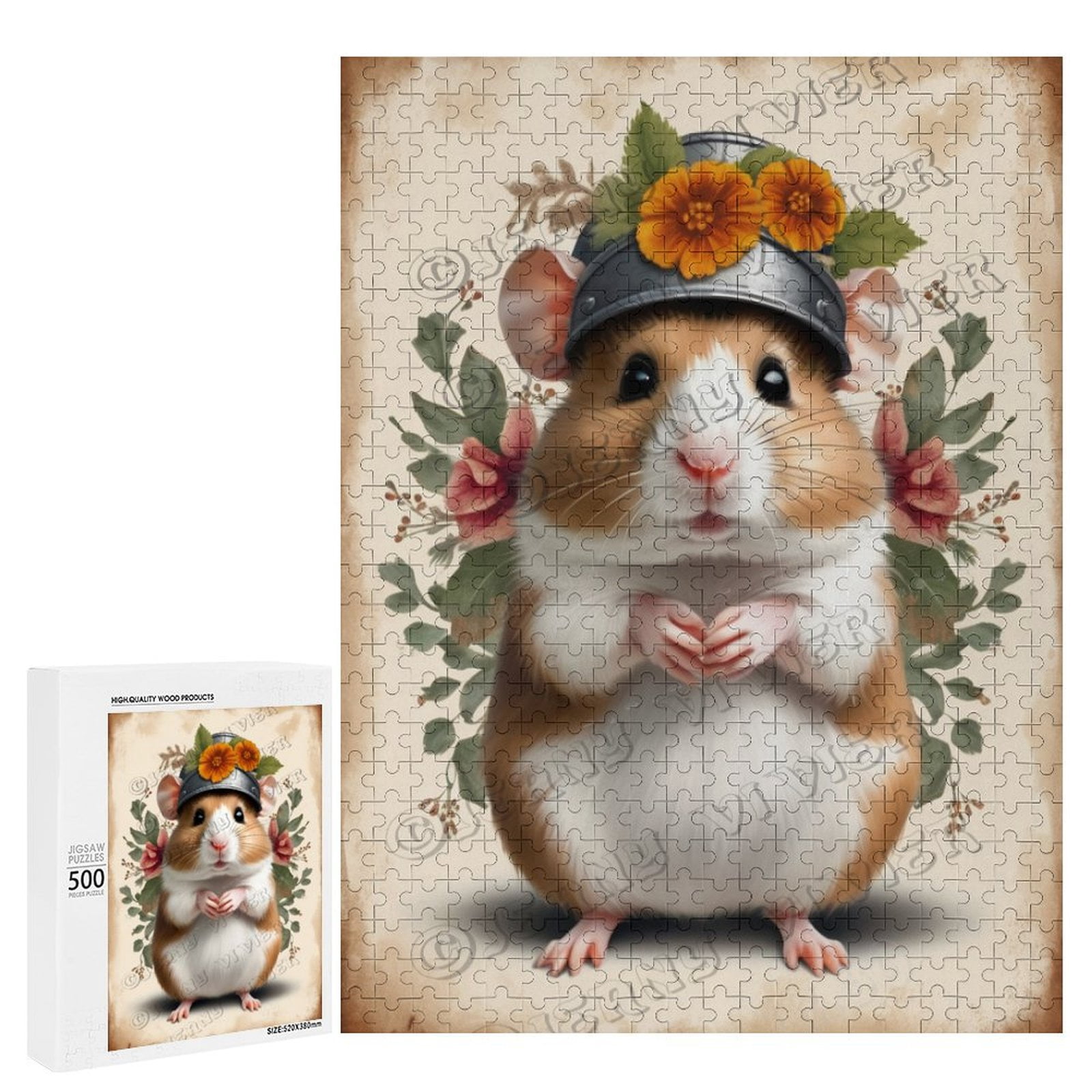 500 Piece Puzzle – Rustic Farmhouse Style with Hamster | Ideal for ...