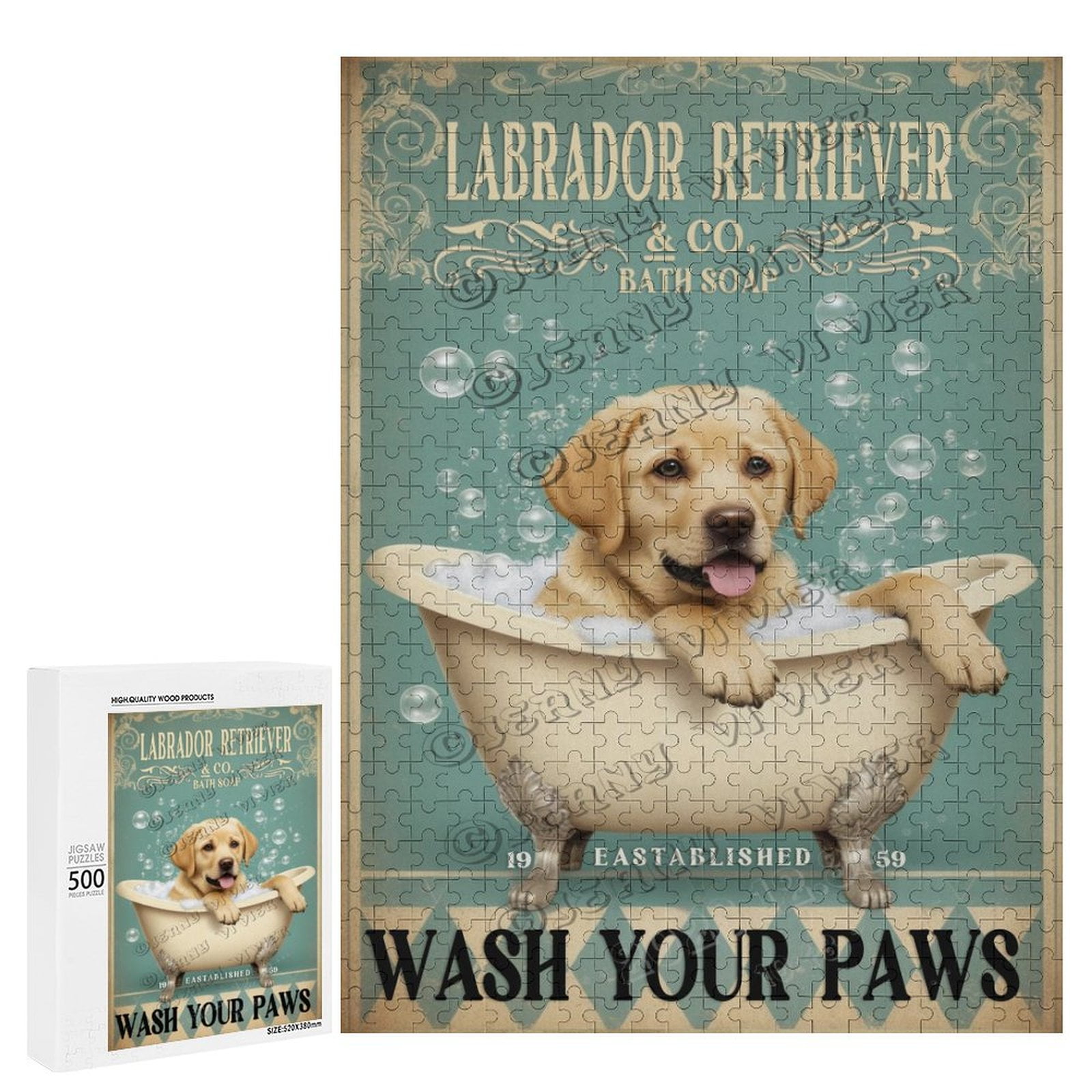 500 Piece Puzzle for Adults - Labrador Retriever Wash Your Paws ...