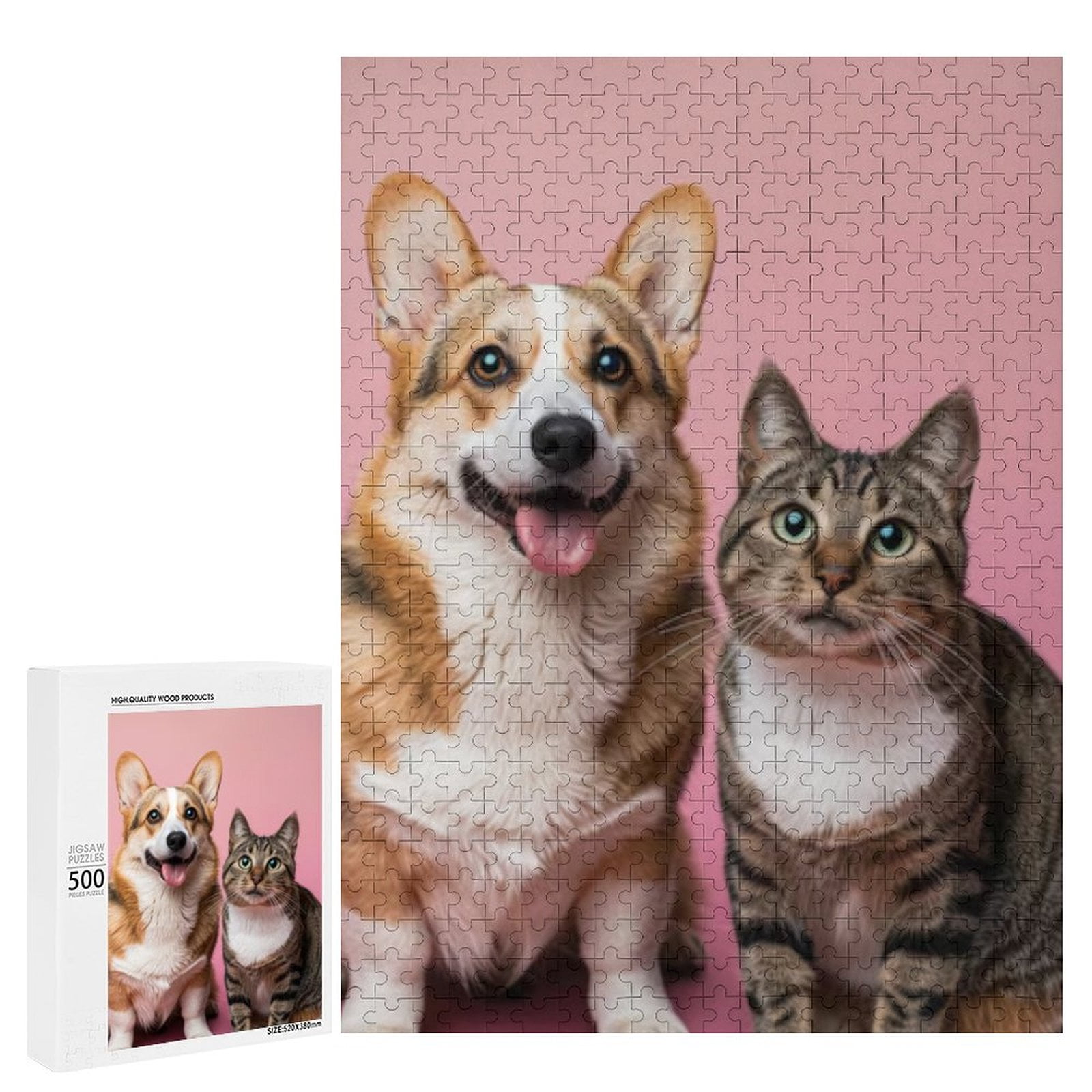 500-Piece Puzzle for cat and dog Lovers – Featuring Stunning Animal Art ...