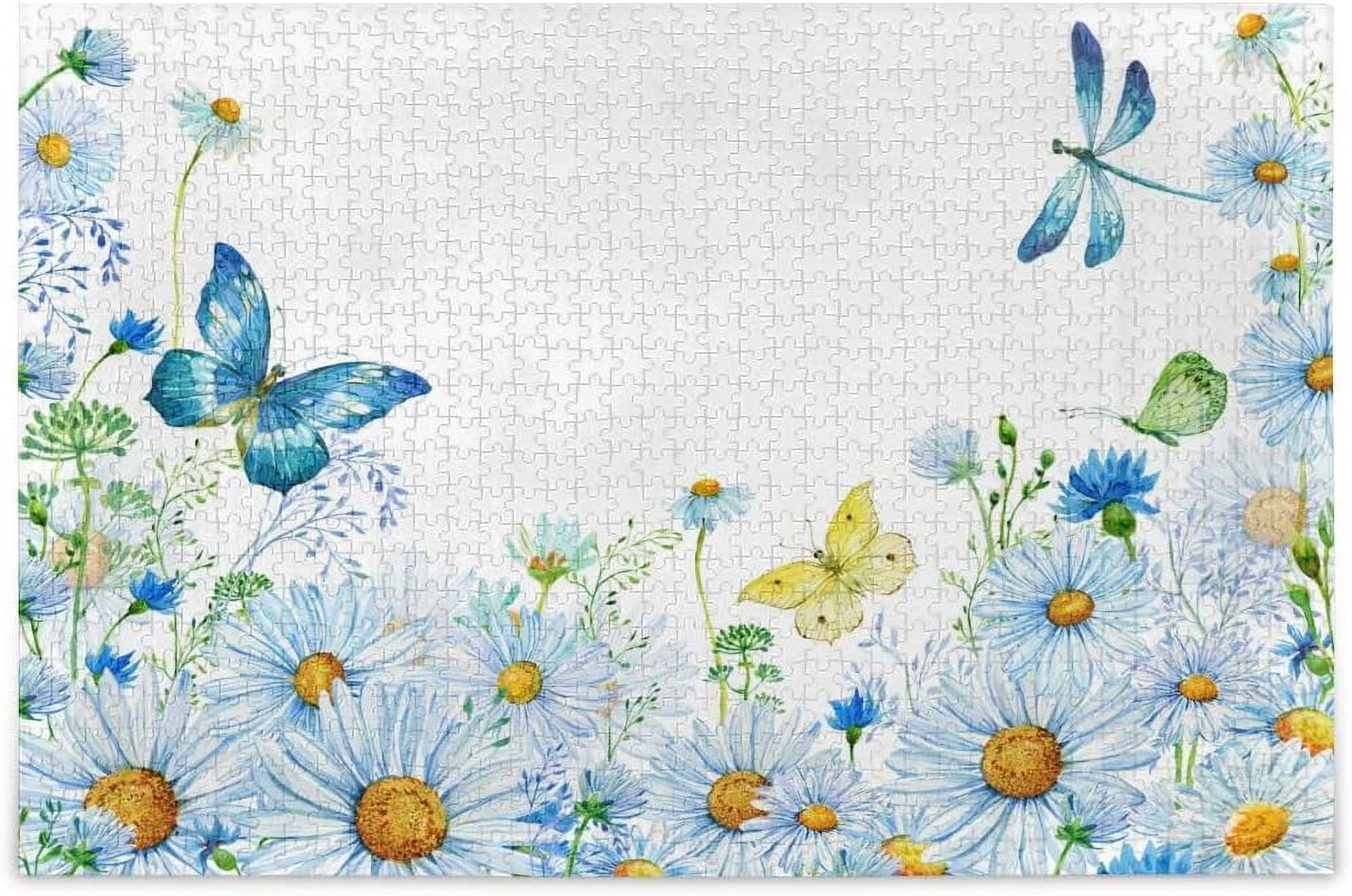 500 Piece Puzzles for Adults Daisies Flower Dragonflies Butterflies ...