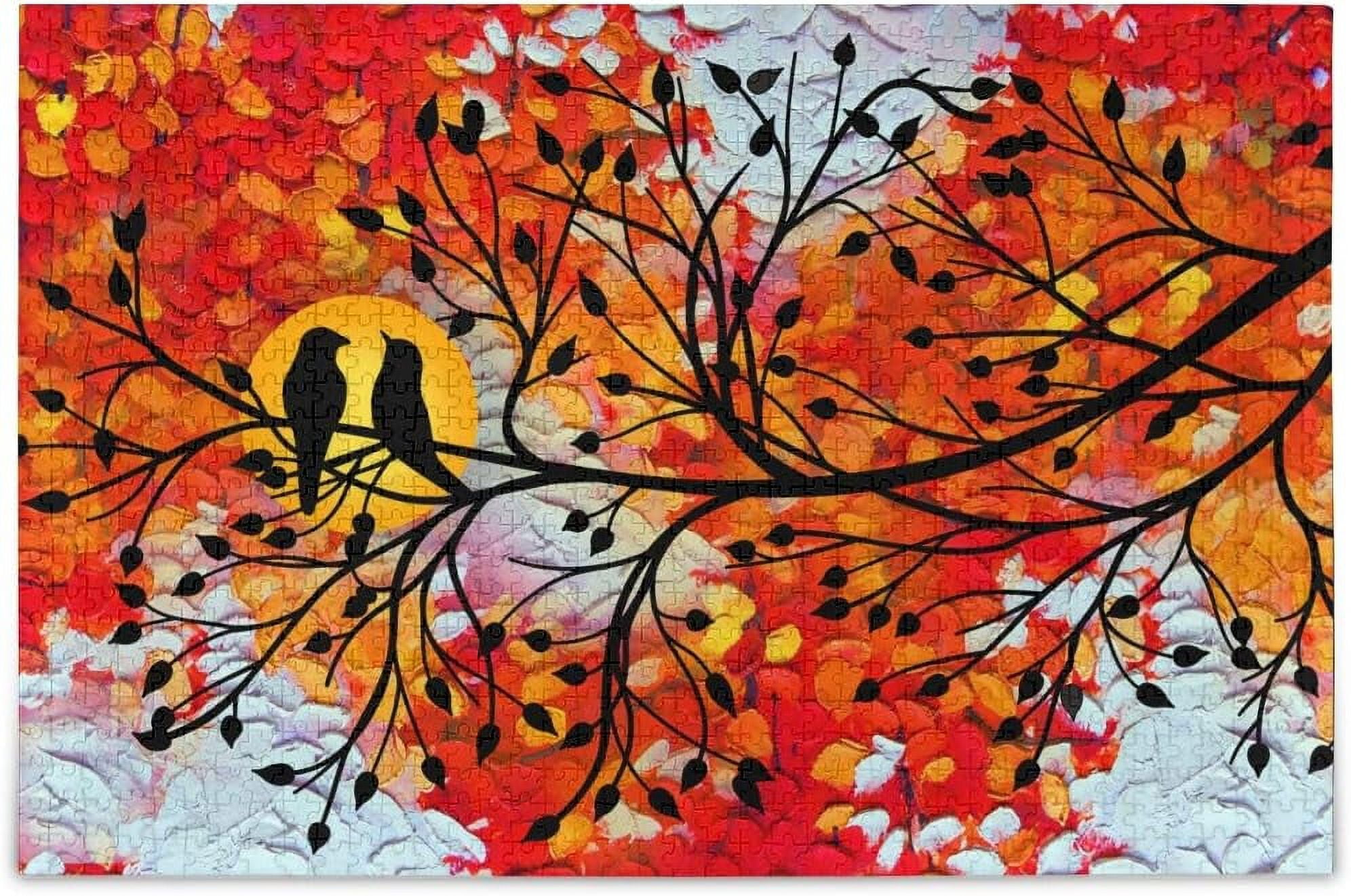500 Piece Puzzles for Adults Modern Art Oil Painting Birds On Tree ...