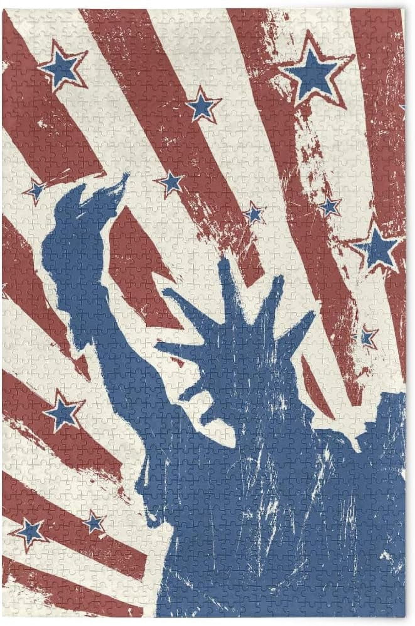 500 Piece Puzzles for Adults Vintage USA Flag Statue of Liberty Jigsaw ...