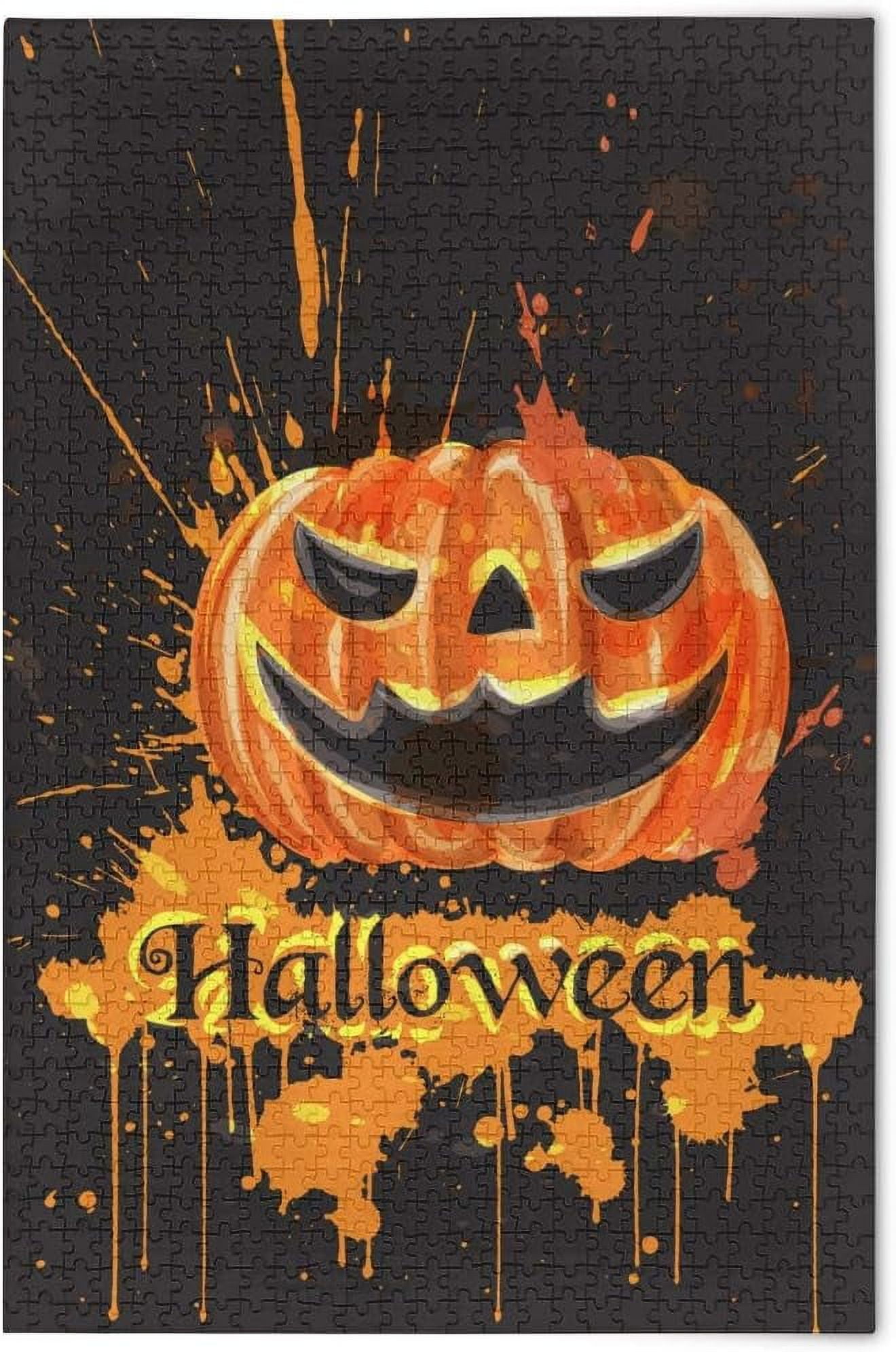 500 Piece Puzzles for Adults Dark Spooky Halloween Fun Pumpkin , Large ...