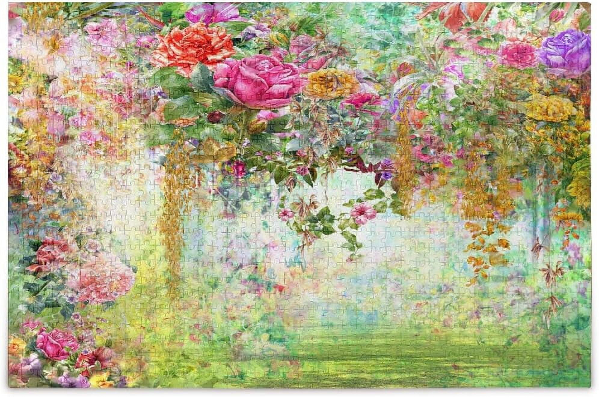 500 Piece Puzzles for Adults Spring Watercolor Multicolored Flowers ...