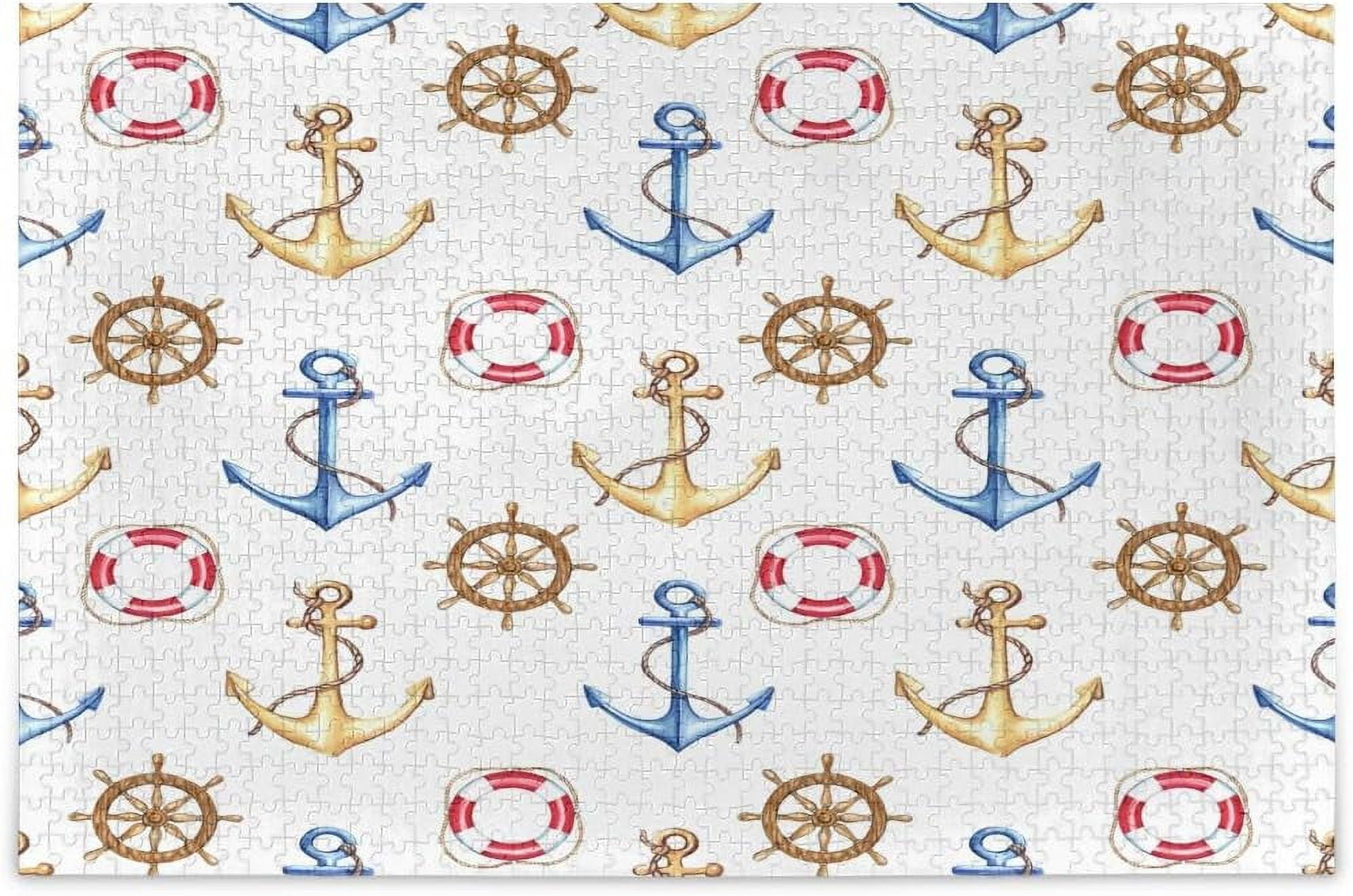 500 Piece Puzzles for Adults Vintage Nautical Gold Anchor , Fun and ...