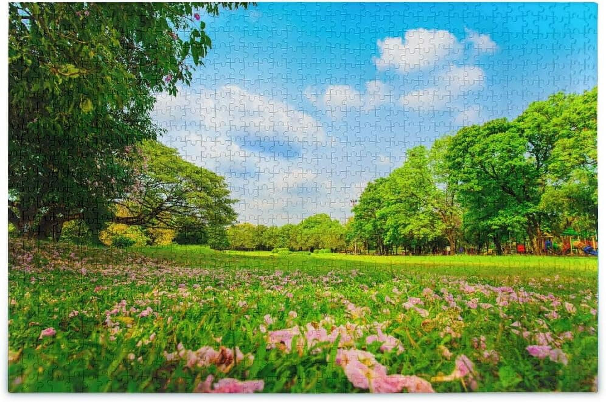 500 Piece Puzzles for Adults Violet Flowers Green Grass Beautiful Sky ...