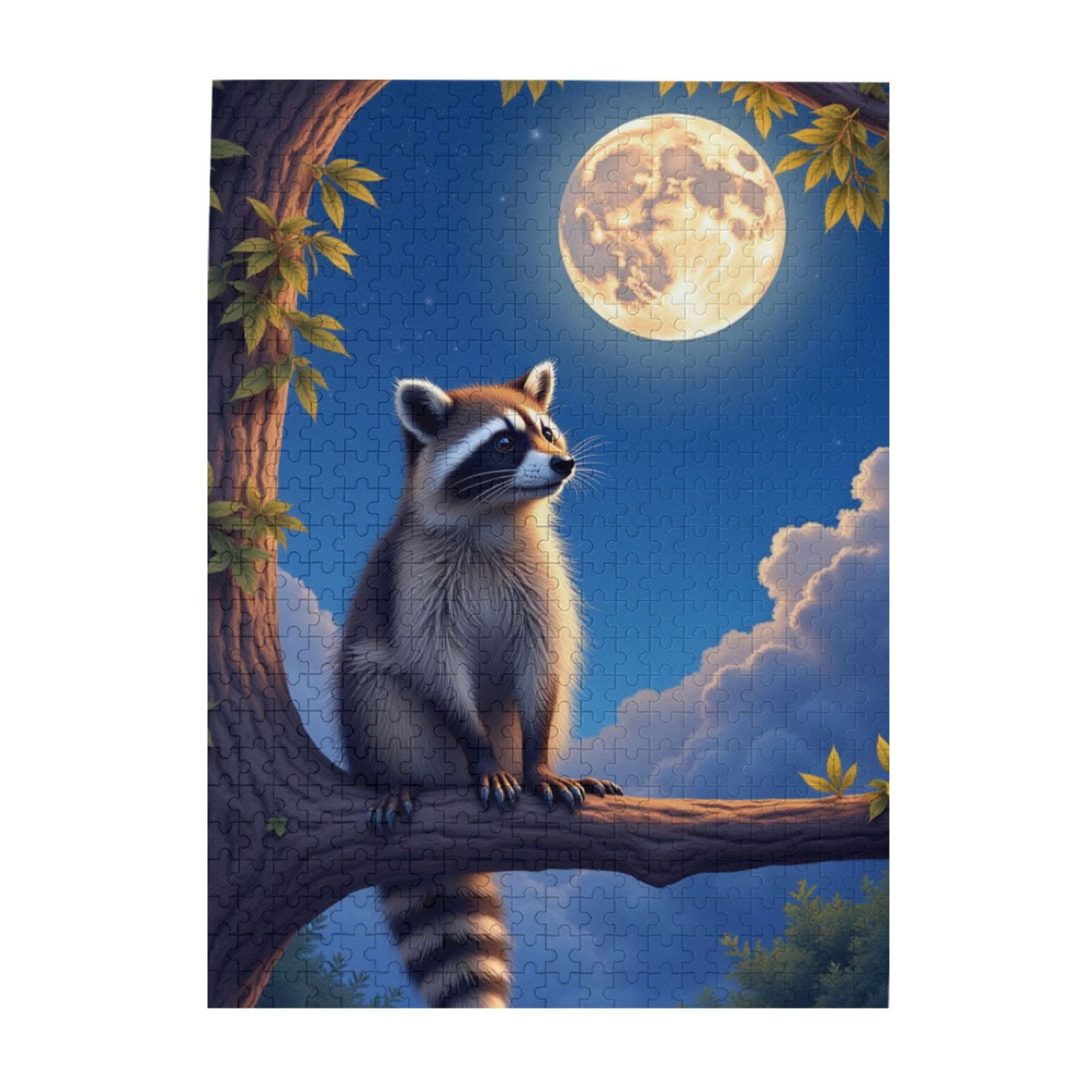 500 Piece Raccoon Under The Moon Jigsaw Puzzle For Adults Challenging ...