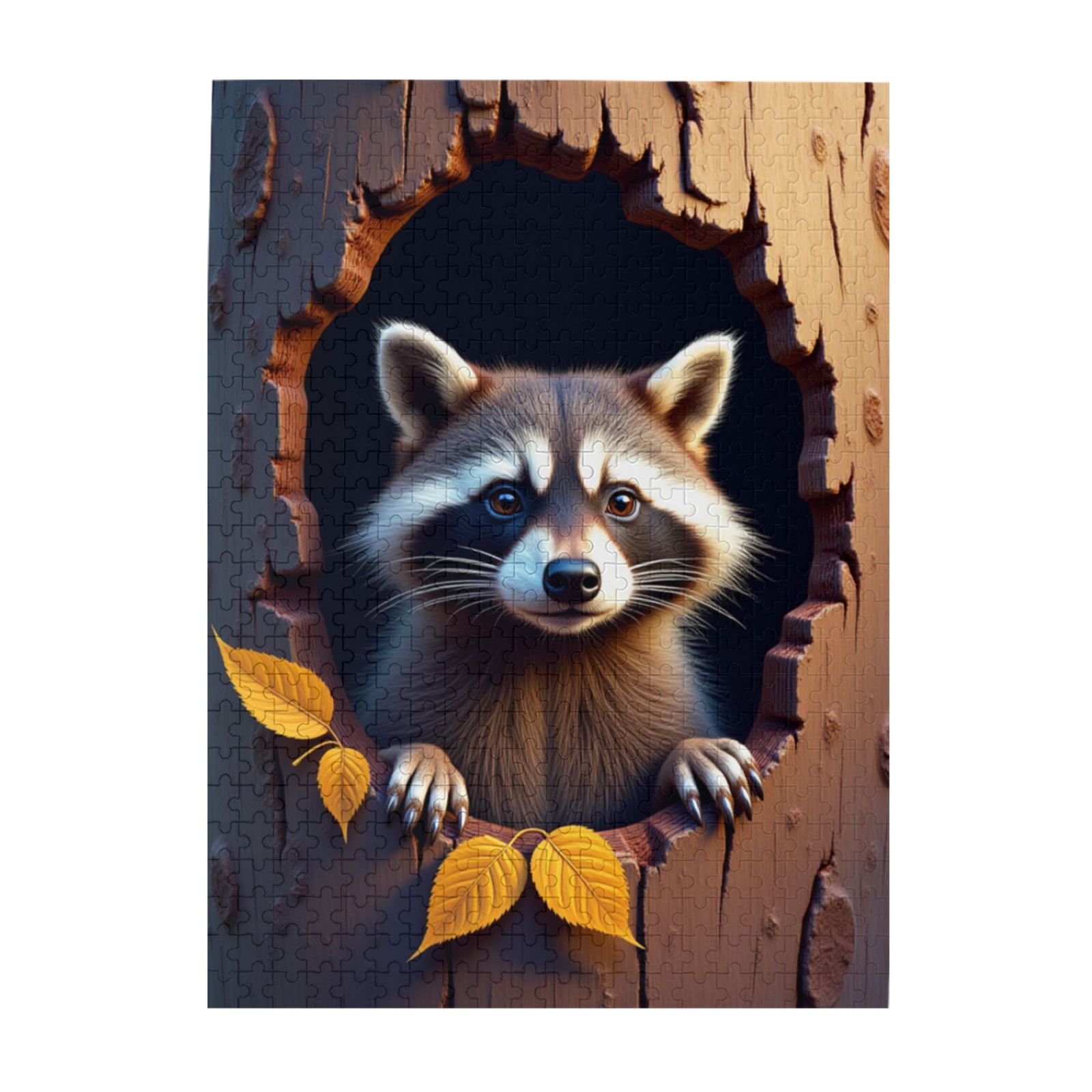 500 Piece Raccoon In Tree Trunk Jigsaw Puzzle For Adults Challenging ...