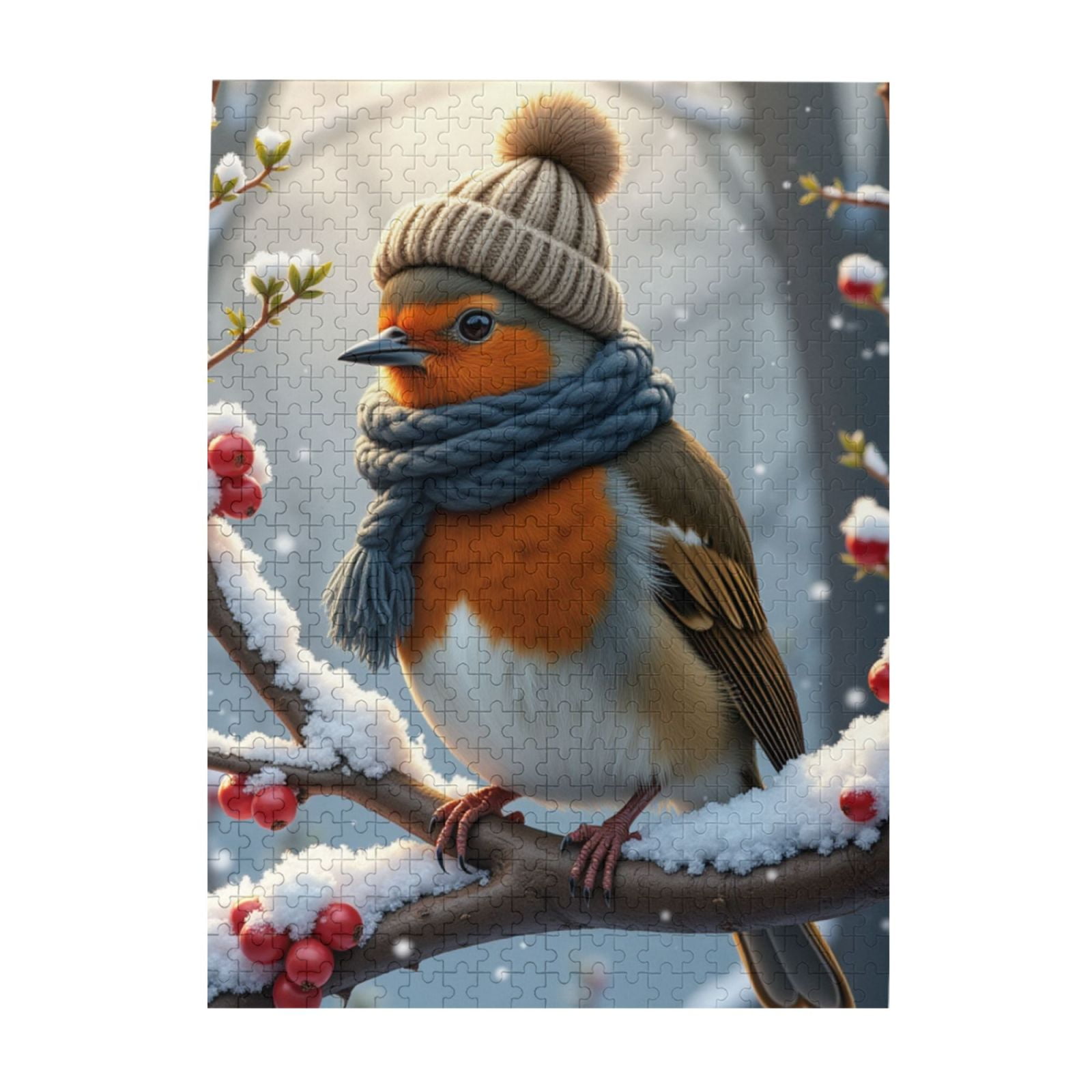 500 Piece Robin In Winter Hat Jigsaw Puzzle For Adults – Cozy Winter ...