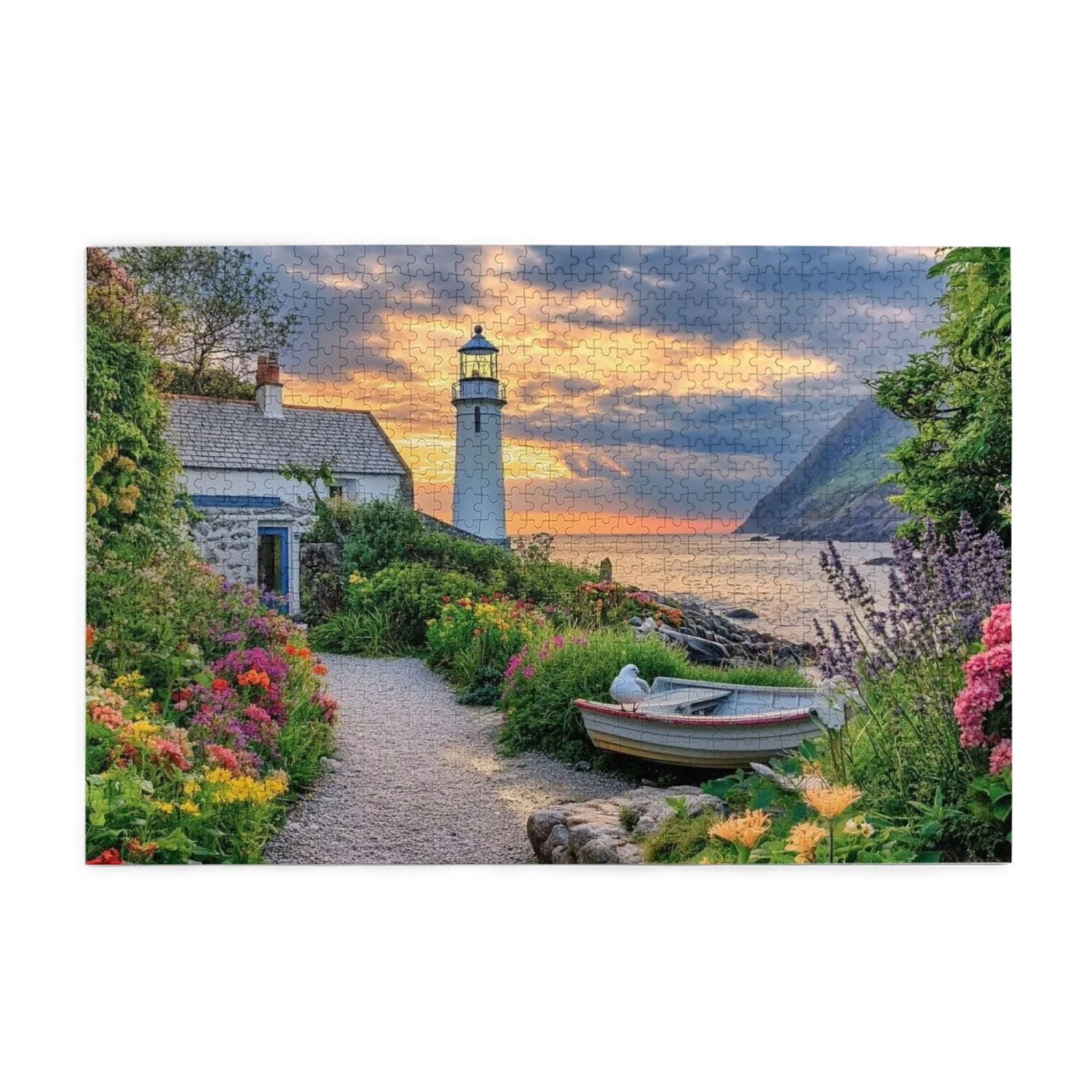 500 Piece Serene Coastal Lighthouse Jigsaw Puzzle For Adults – Vibrant ...
