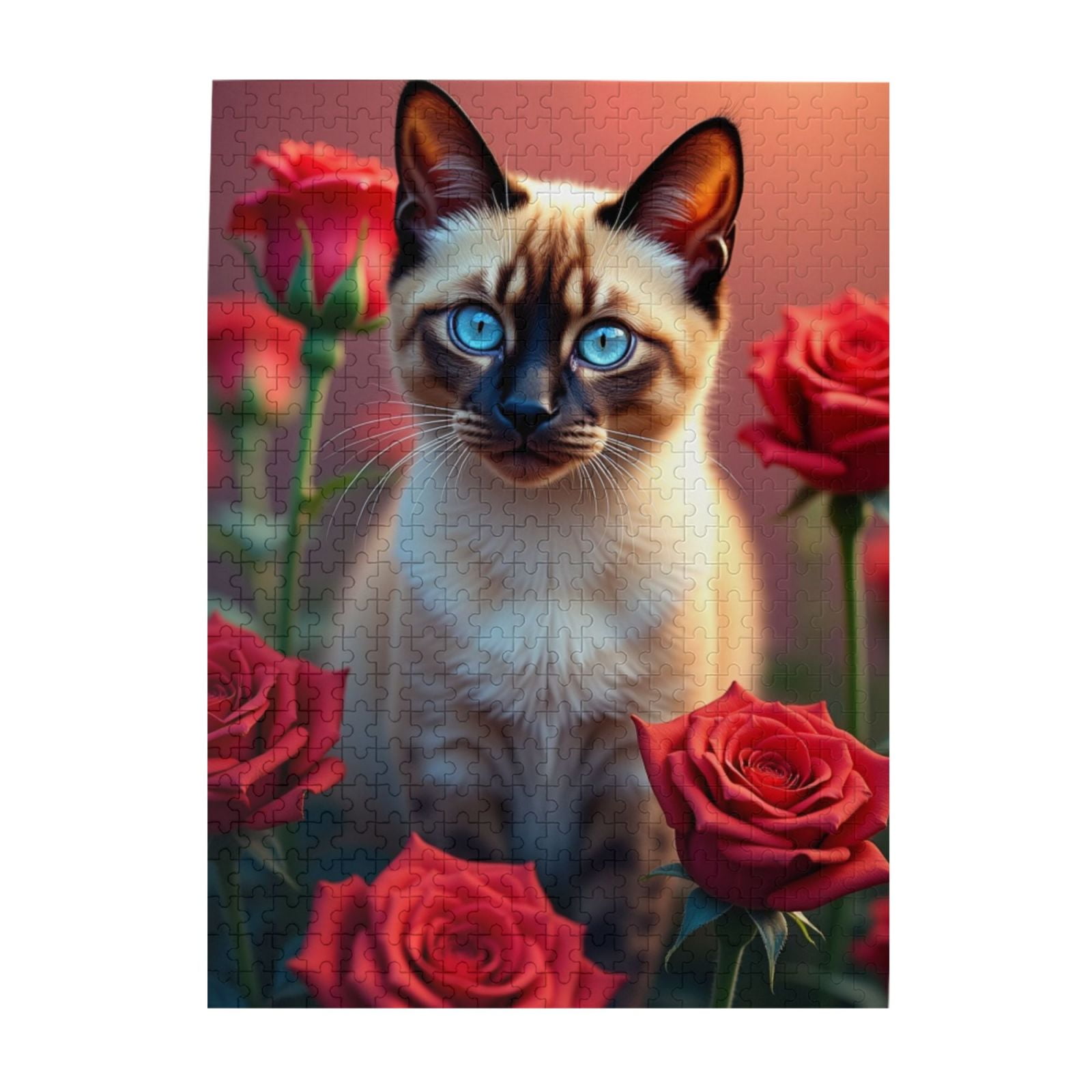 500 Piece Siamese Kitten With Roses Jigsaw Puzzle For Adults ...