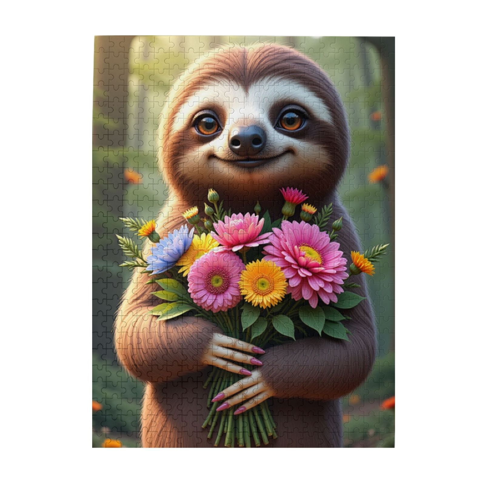 500 Piece Sloth With Flowers Jigsaw Puzzle For Adults Challenging ...