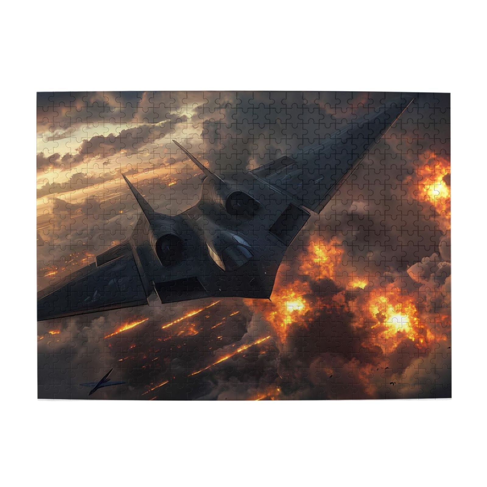 500 Piece Stealth Aircraft Jigsaw Puzzle For Adults – Epic Fiery Sky ...