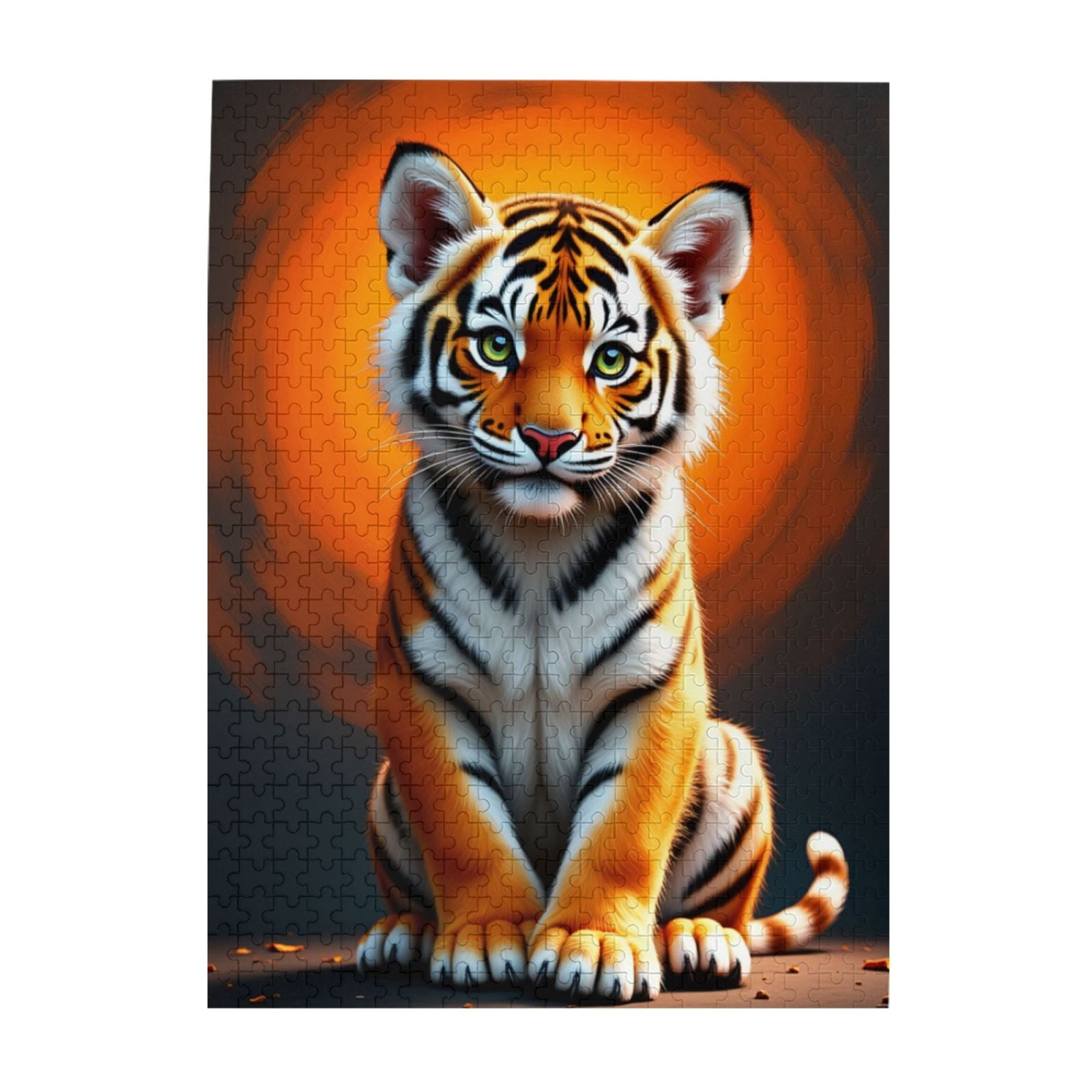 500 Piece Tiger Cub Jigsaw Puzzle For Adults Vibrant Orange Sunset ...
