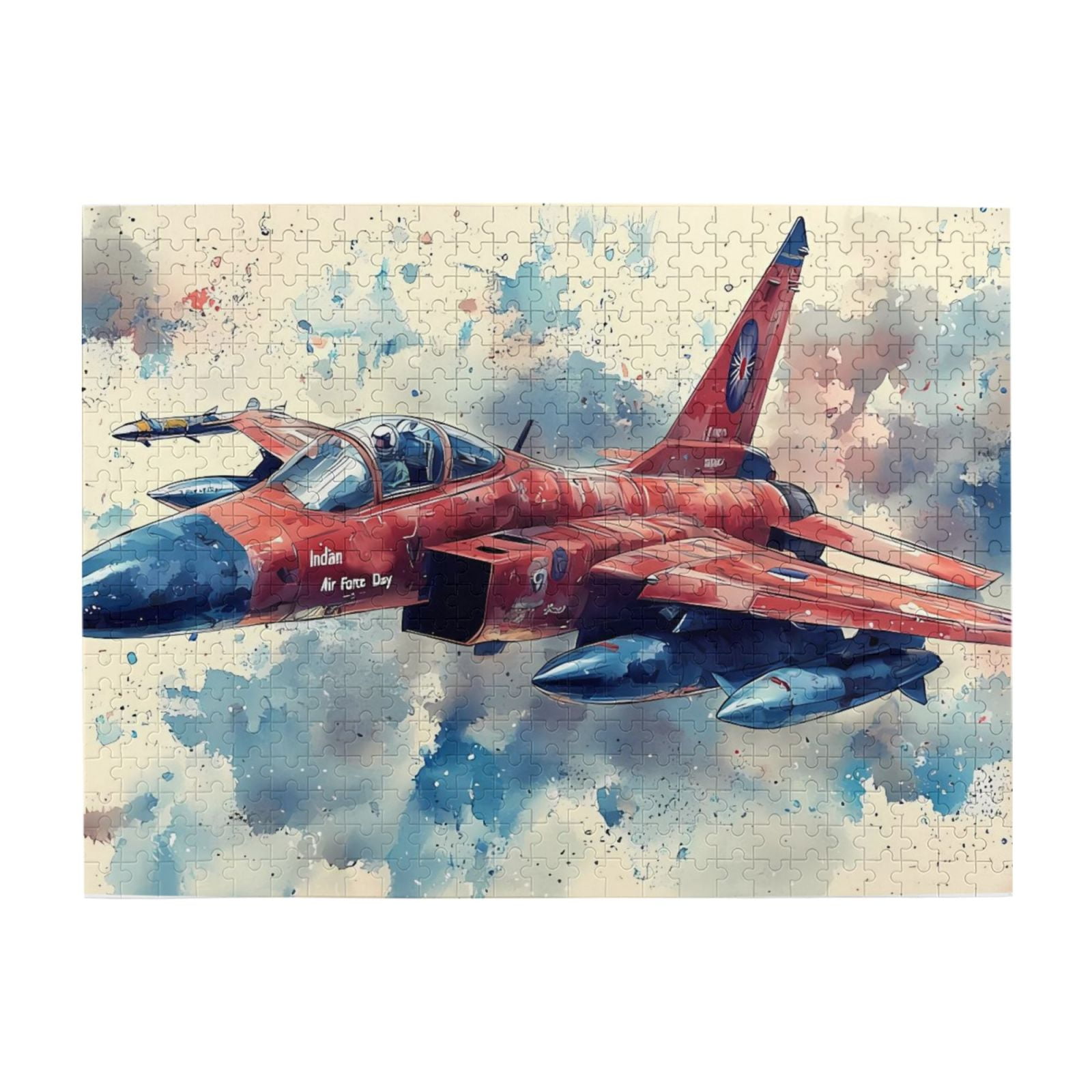 500 Piece Vibrant Fighter Jet Wooden Jigsaw Puzzle For Adults Military ...