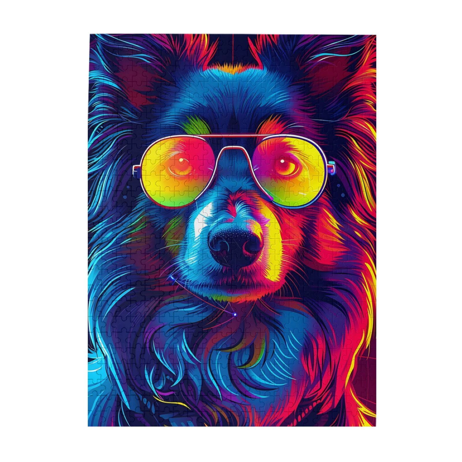 500 Piece Vibrant Neon Dog Jigsaw Puzzle For Adults – Funky Sunglasses ...