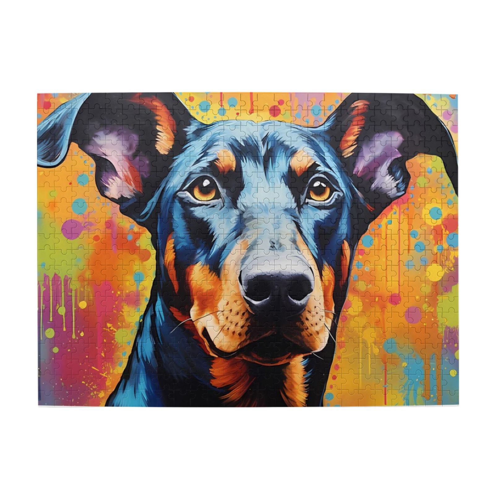 500 Piece Vibrant Pop Art Doberman Wooden Jigsaw Puzzle For Adults ...