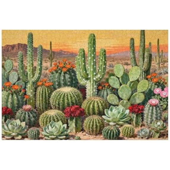 500 Piece Vintage Cactus Plant Retro Succulent Puzzle for Adults – Hard ...