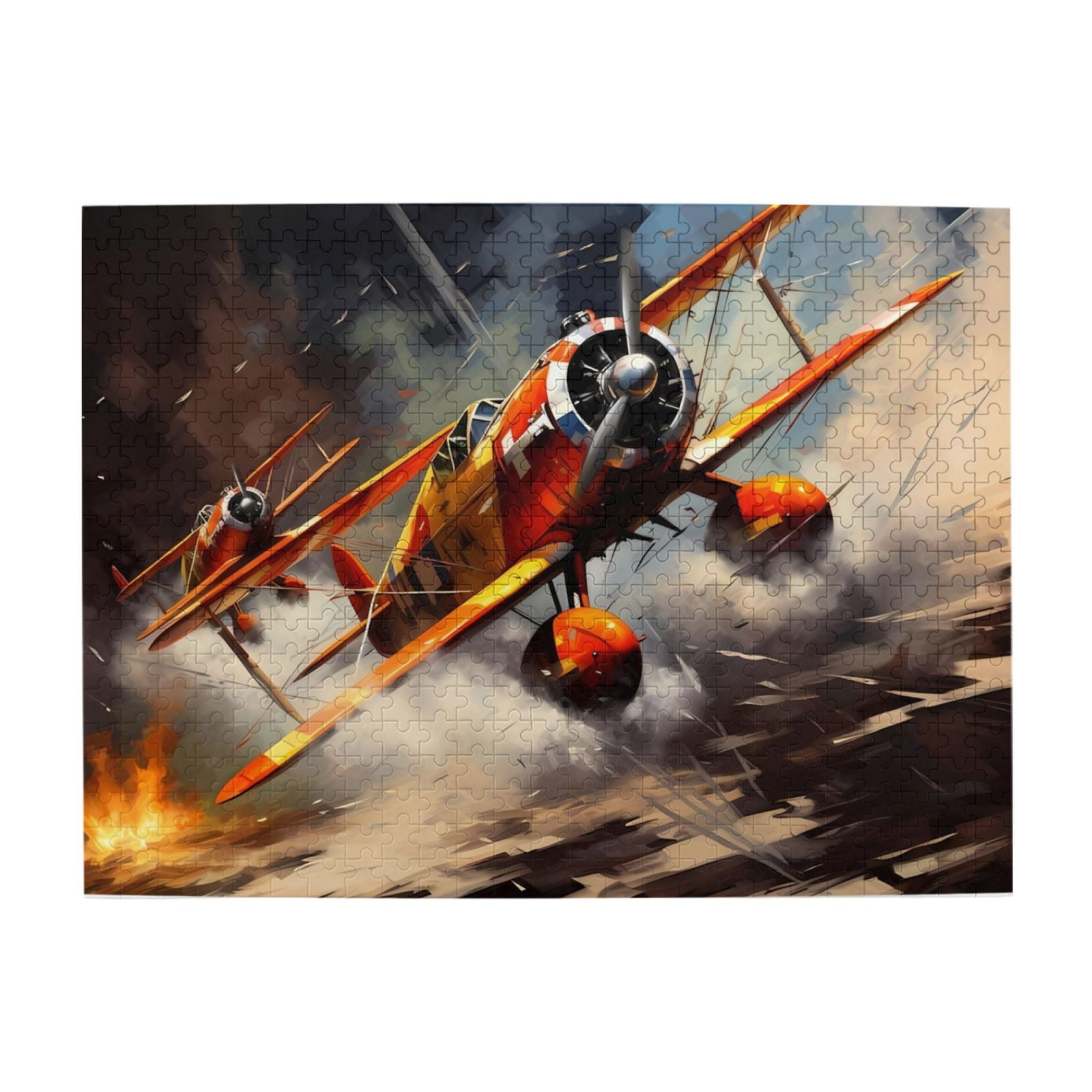 500 Piece WWII Biplane Wooden Jigsaw Puzzle For Adults – Vibrant Aerial ...
