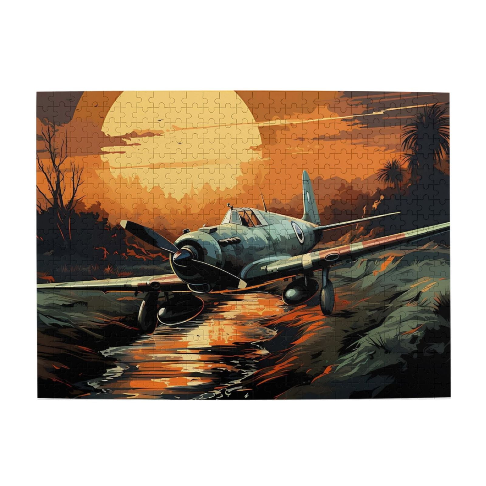 500 Piece WWII Fighter Plane Jigsaw Puzzle For Adults – Vibrant Sunset ...