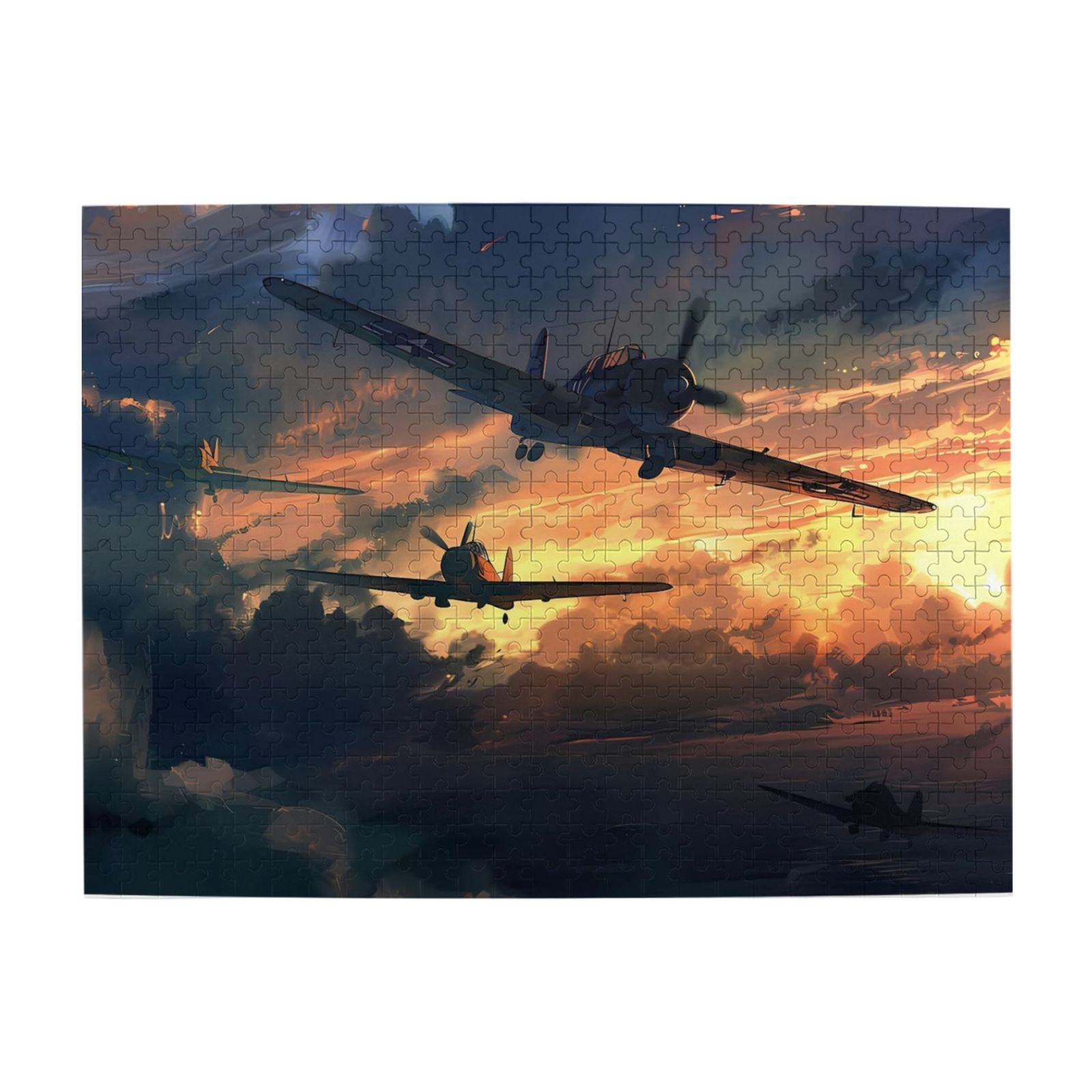 500 Piece WWII Fighter Planes Jigsaw Puzzle For Adults – Vibrant Sunset ...