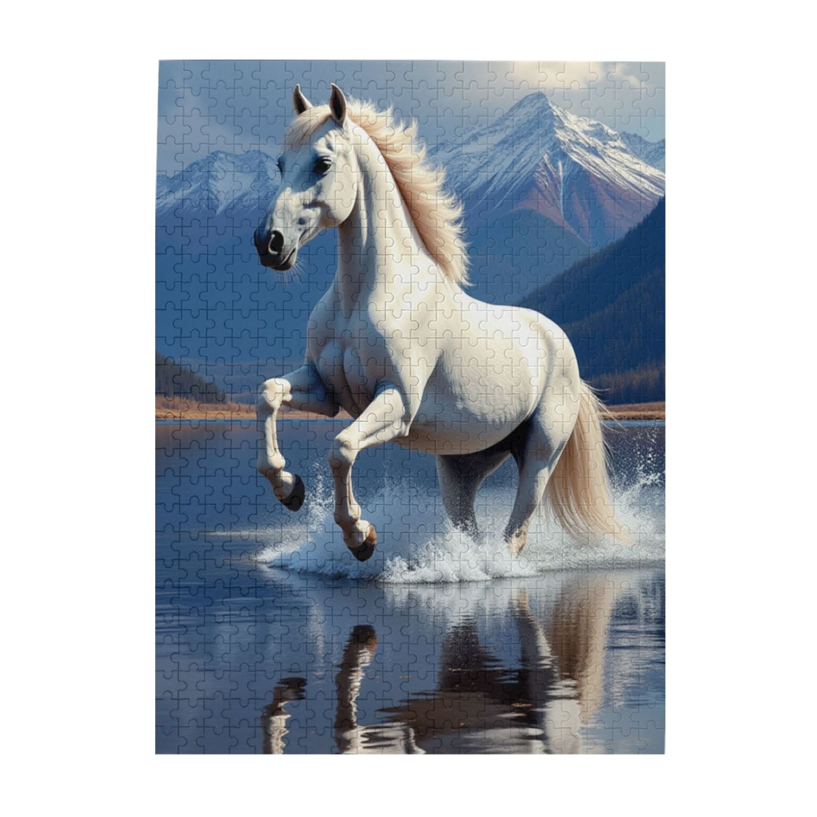 500 Piece White Horse Jigsaw Puzzle For Adults Majestic Animal Puzzles ...