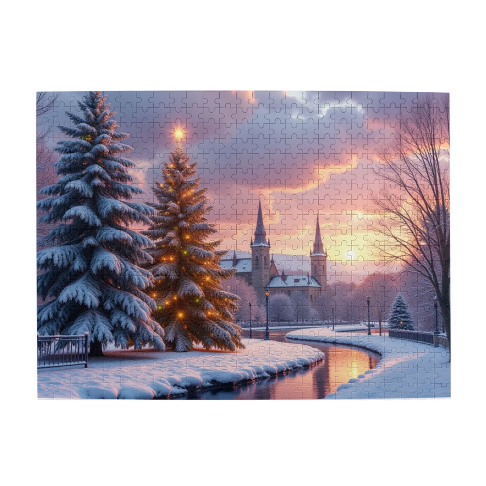 500 Piece Winter Wonderland Jigsaw Puzzle For Adults – Snowy Church ...