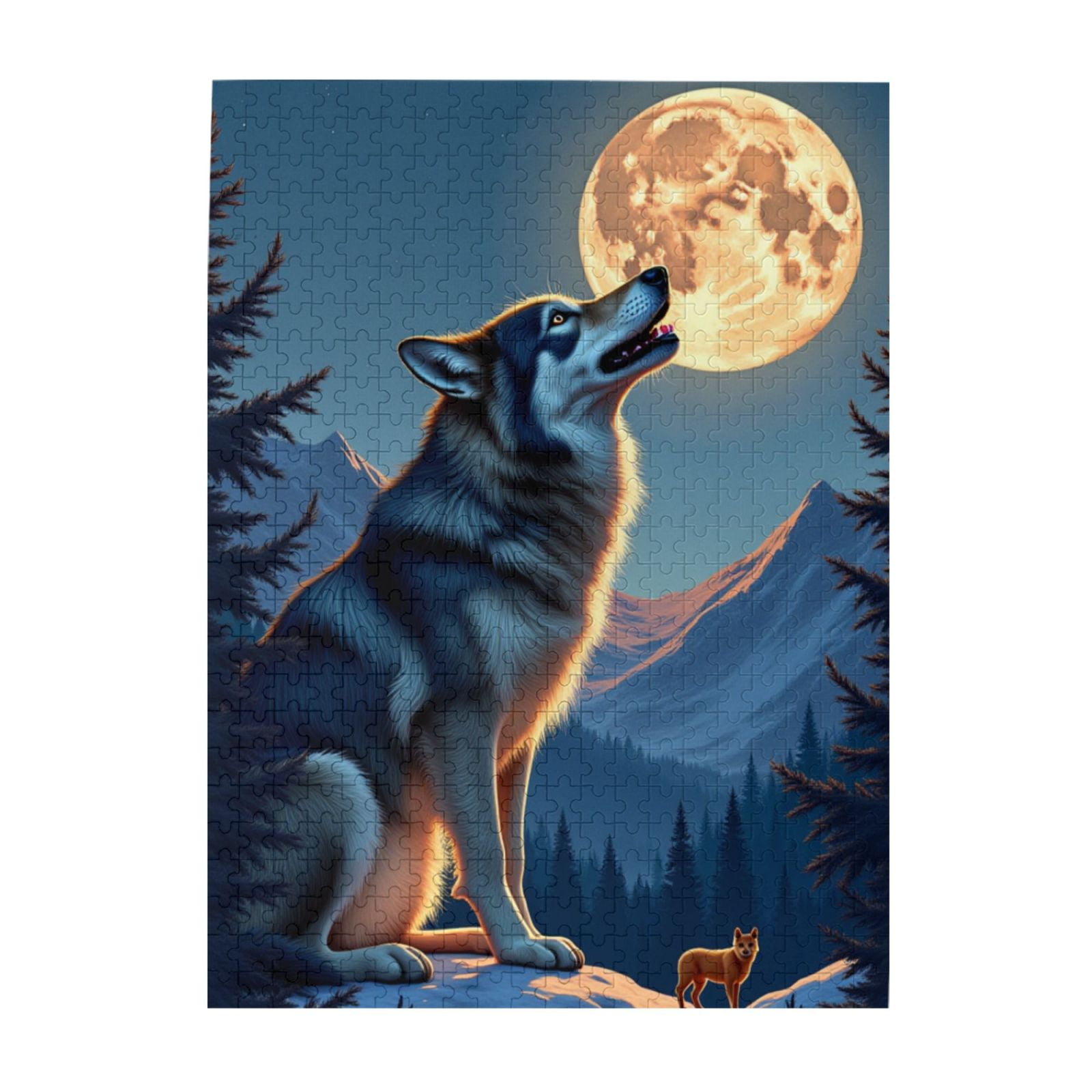 500 Piece Wolf Howling At The Moon Jigsaw Puzzle For Adults Challenging ...