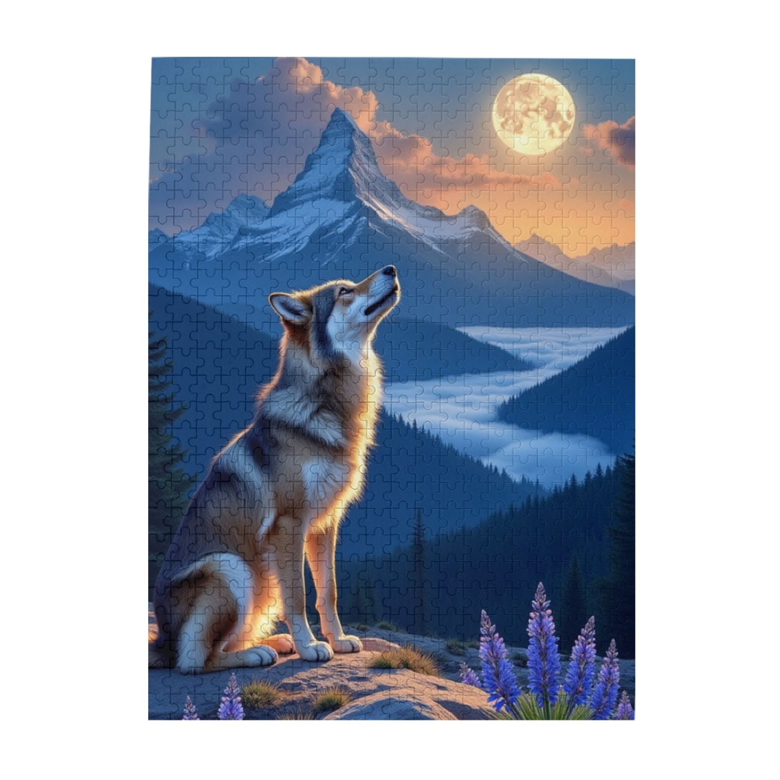 500 Piece Wolf Howling At Moon Mountain Jigsaw Puzzle For Adults ...