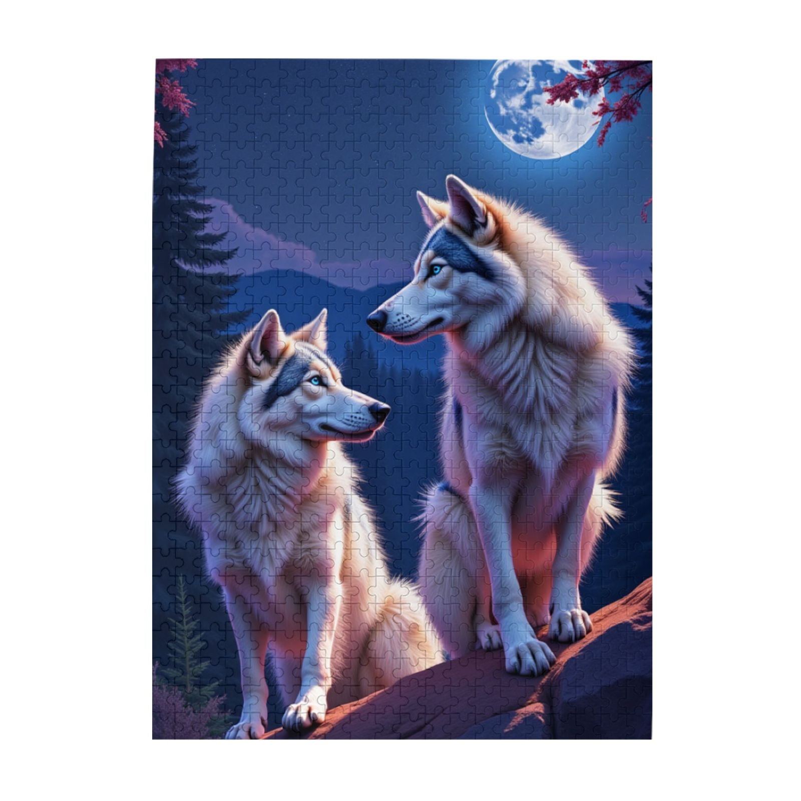 500 Piece Wolves Under The Moon Jigsaw Puzzle For Adults Challenging ...