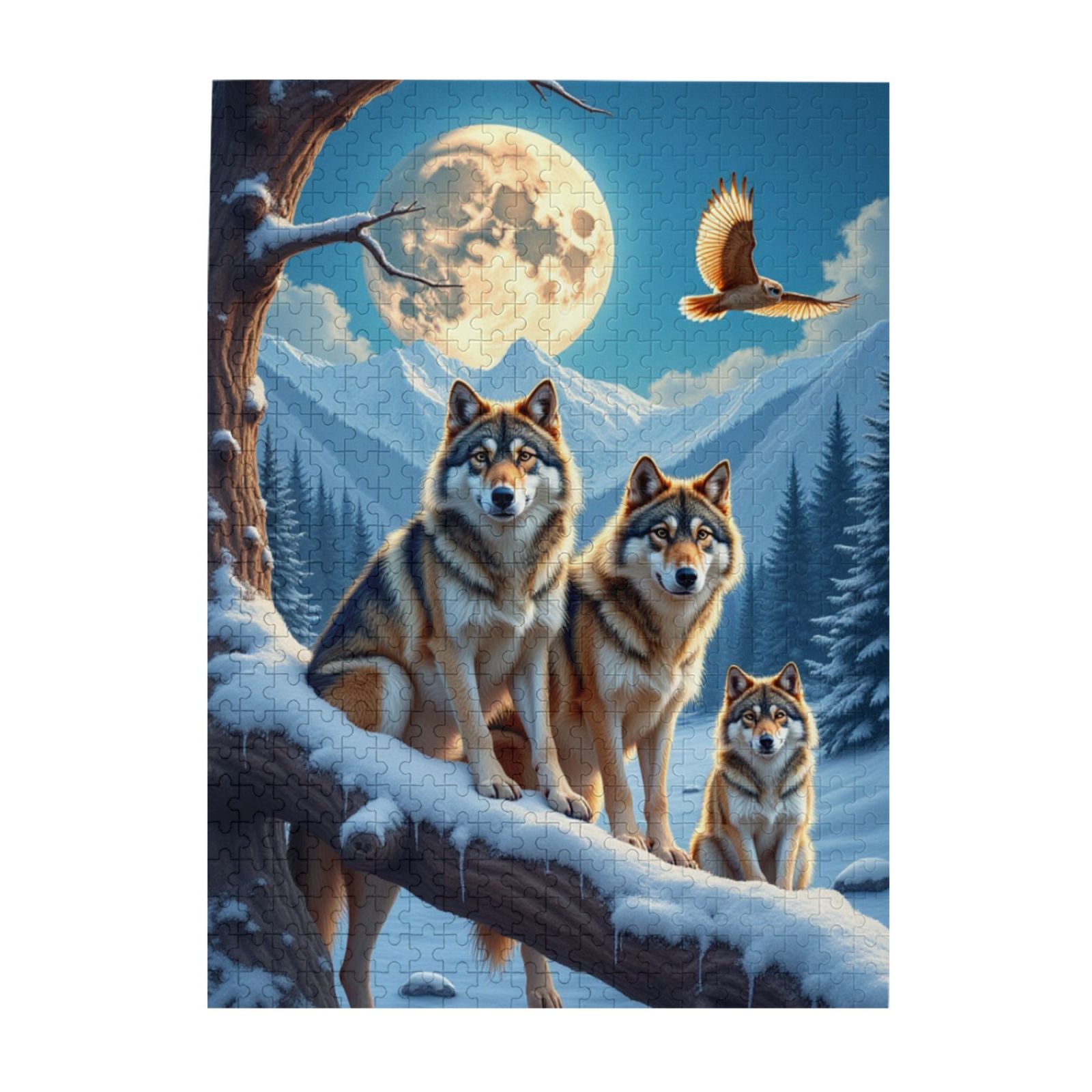 500 Piece Wolves Under The Moon Jigsaw Puzzle For Adults Challenging ...