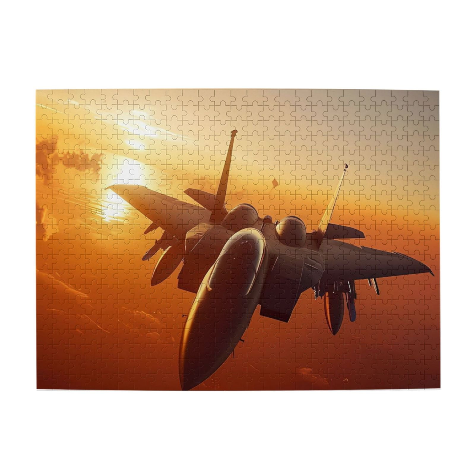 500 Piece Wooden Fighter Jet Jigsaw Puzzle For Adults – Vibrant Sunset ...