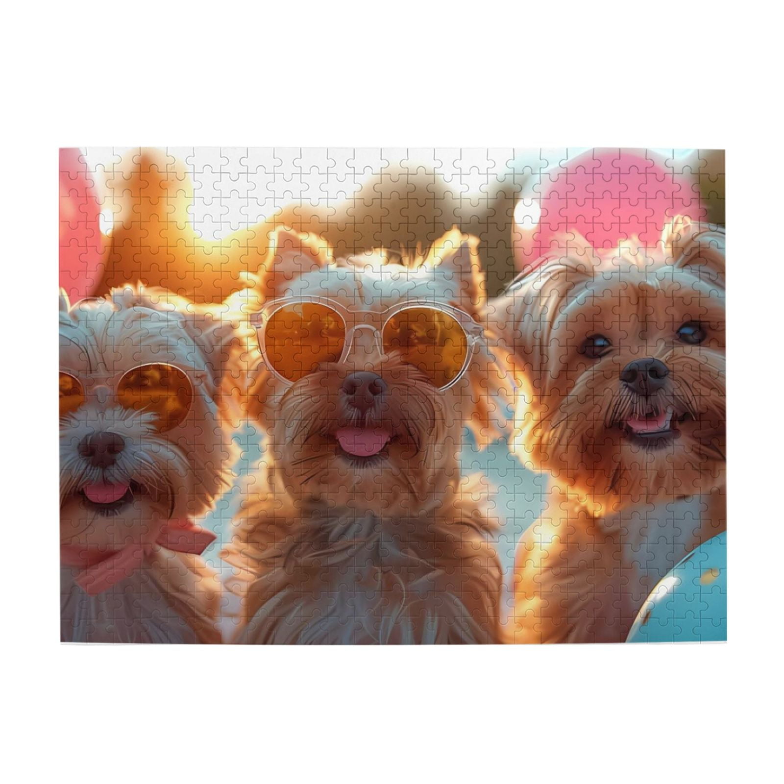 500-Piece Wooden Jigsaw Puzzle for Adults - Dogs Sunglasses BallssSoons ...