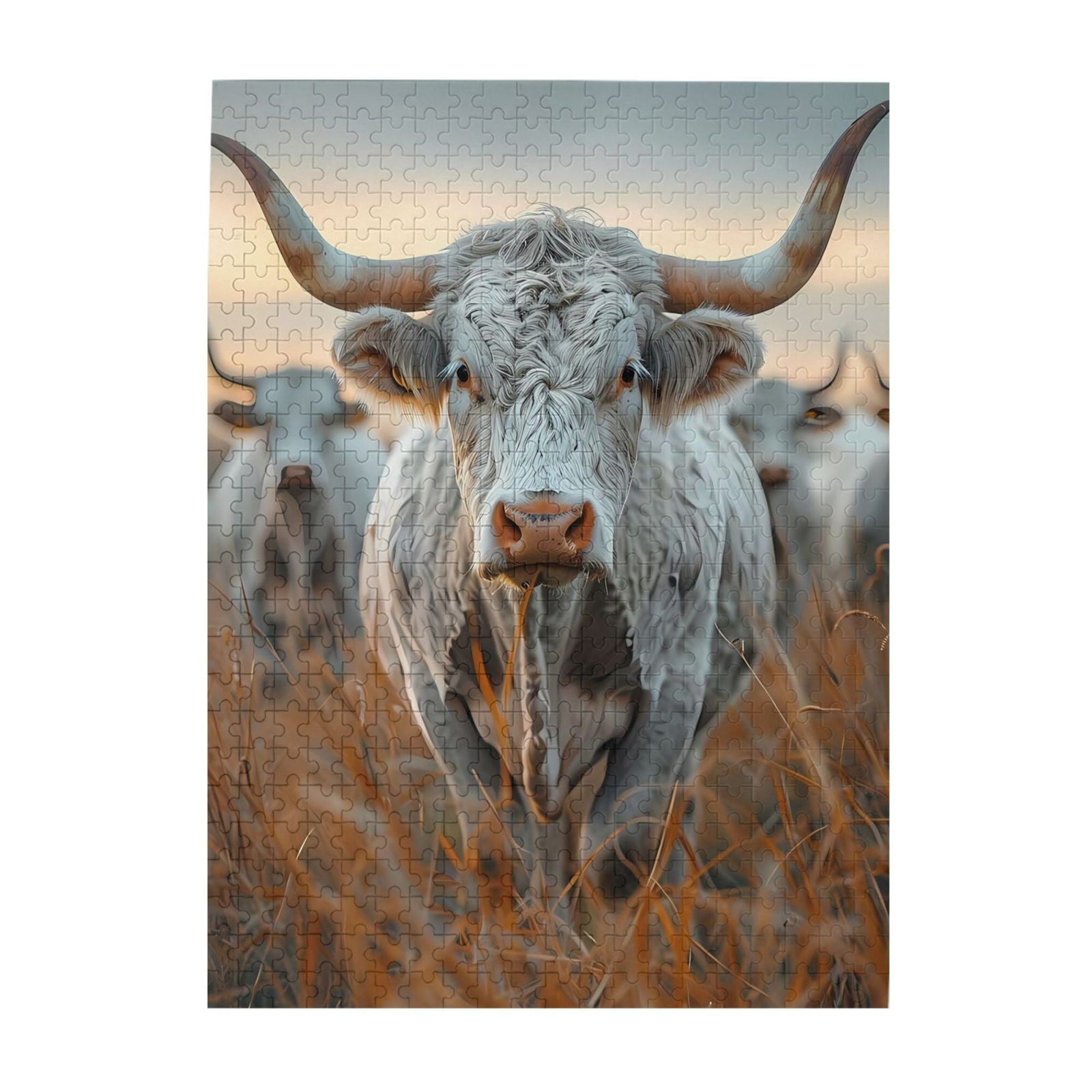 500-Piece Wooden Jigsaw Puzzle for Adults - Longhorn Cattle Herd ...