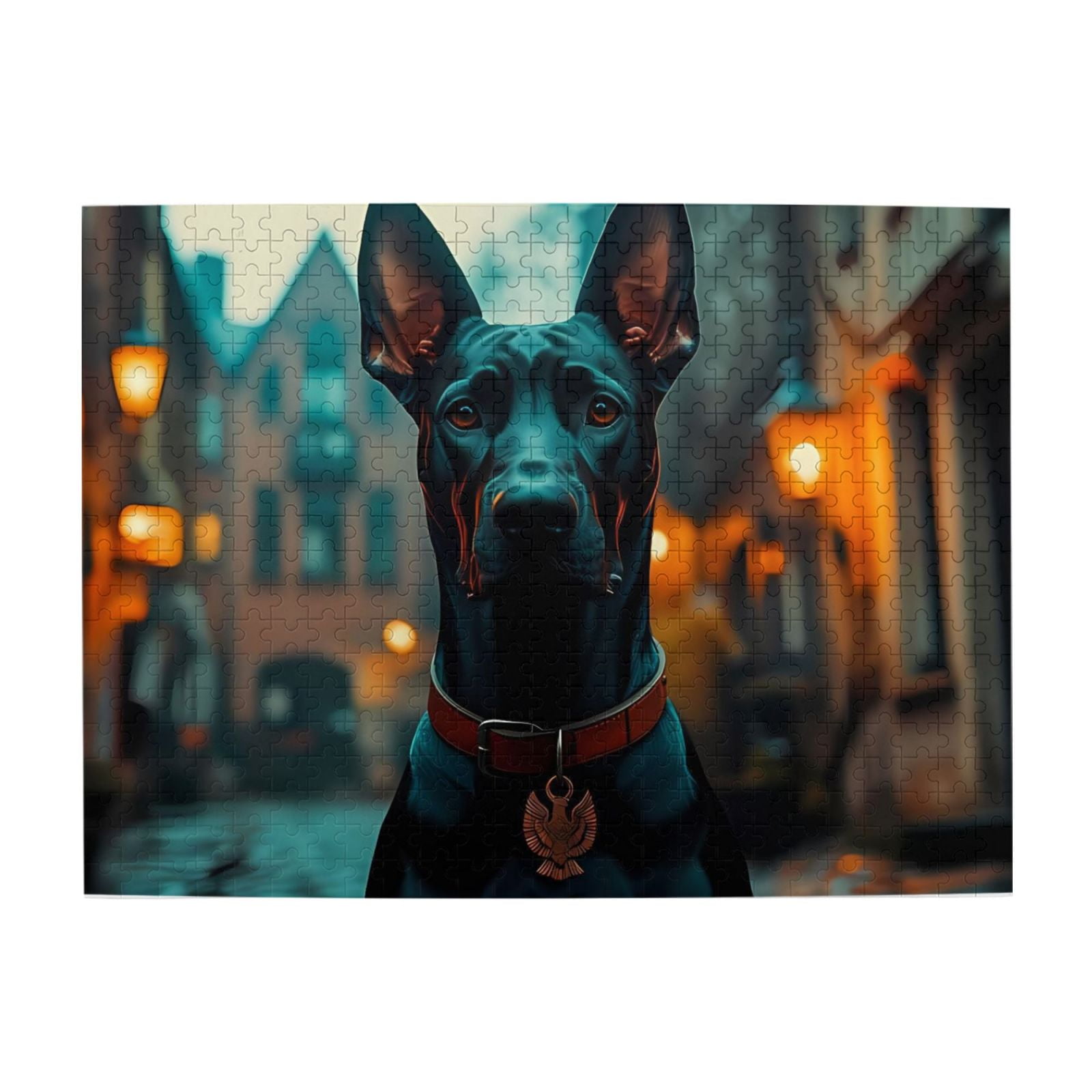 500-Piece Wooden Jigsaw Puzzle for Adults - Night Street Pet Collar ...