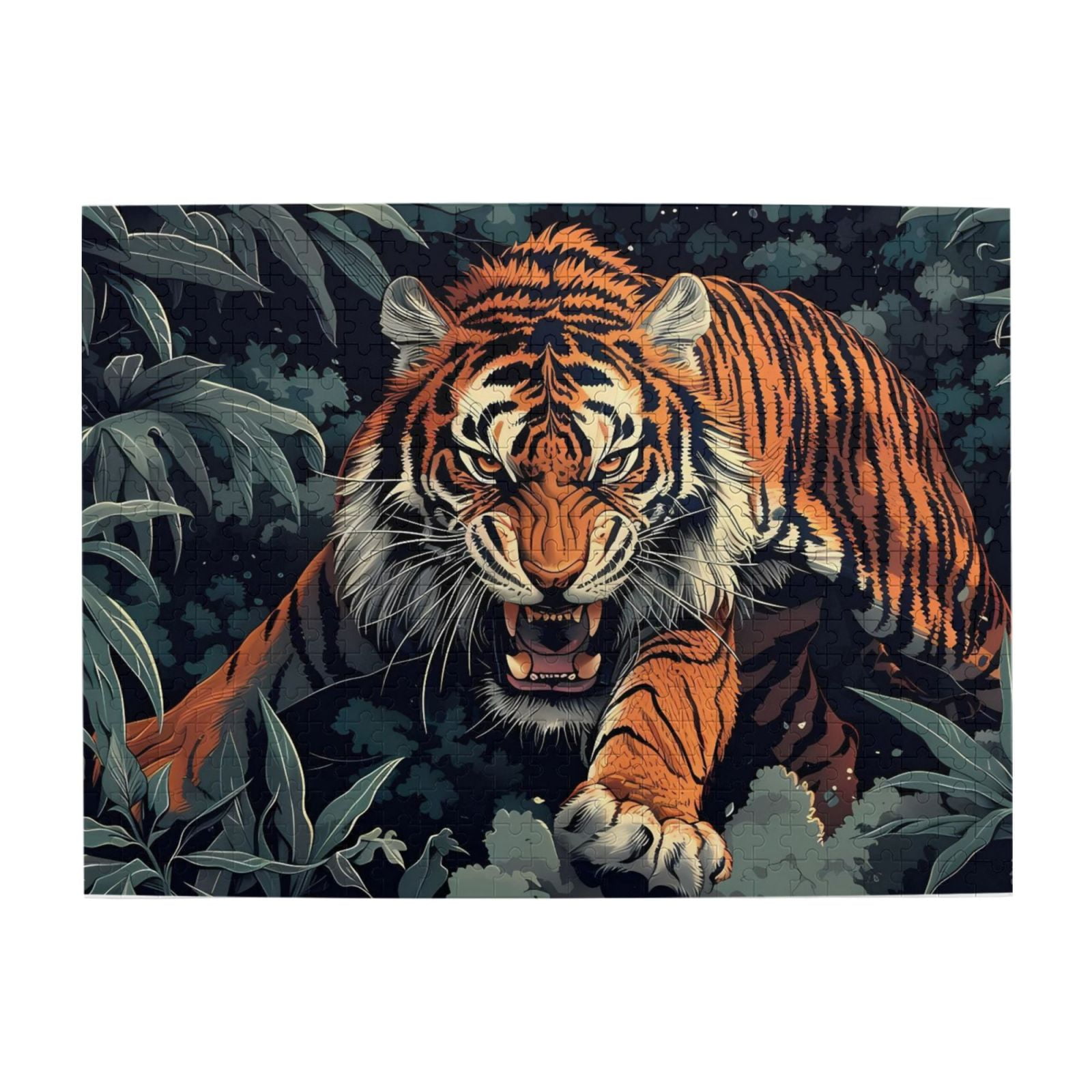 500-Piece Wooden Jigsaw Puzzle for Adults - Roaring Tiger Jungle ...